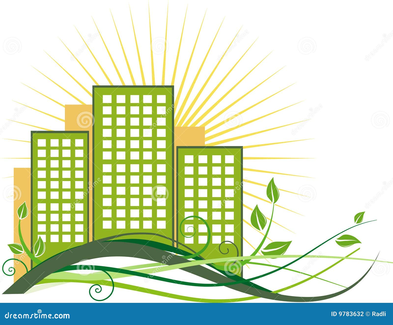 Sunny city stock vector. Illustration of clean, line, ecology - 9783632