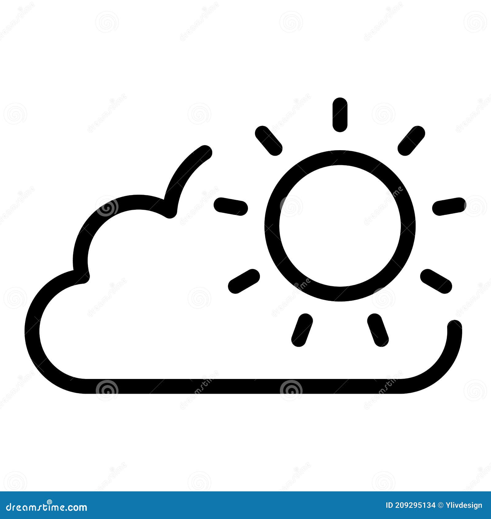 Sunny Cloud Icon, Outline Style Stock Vector - Illustration of thin ...