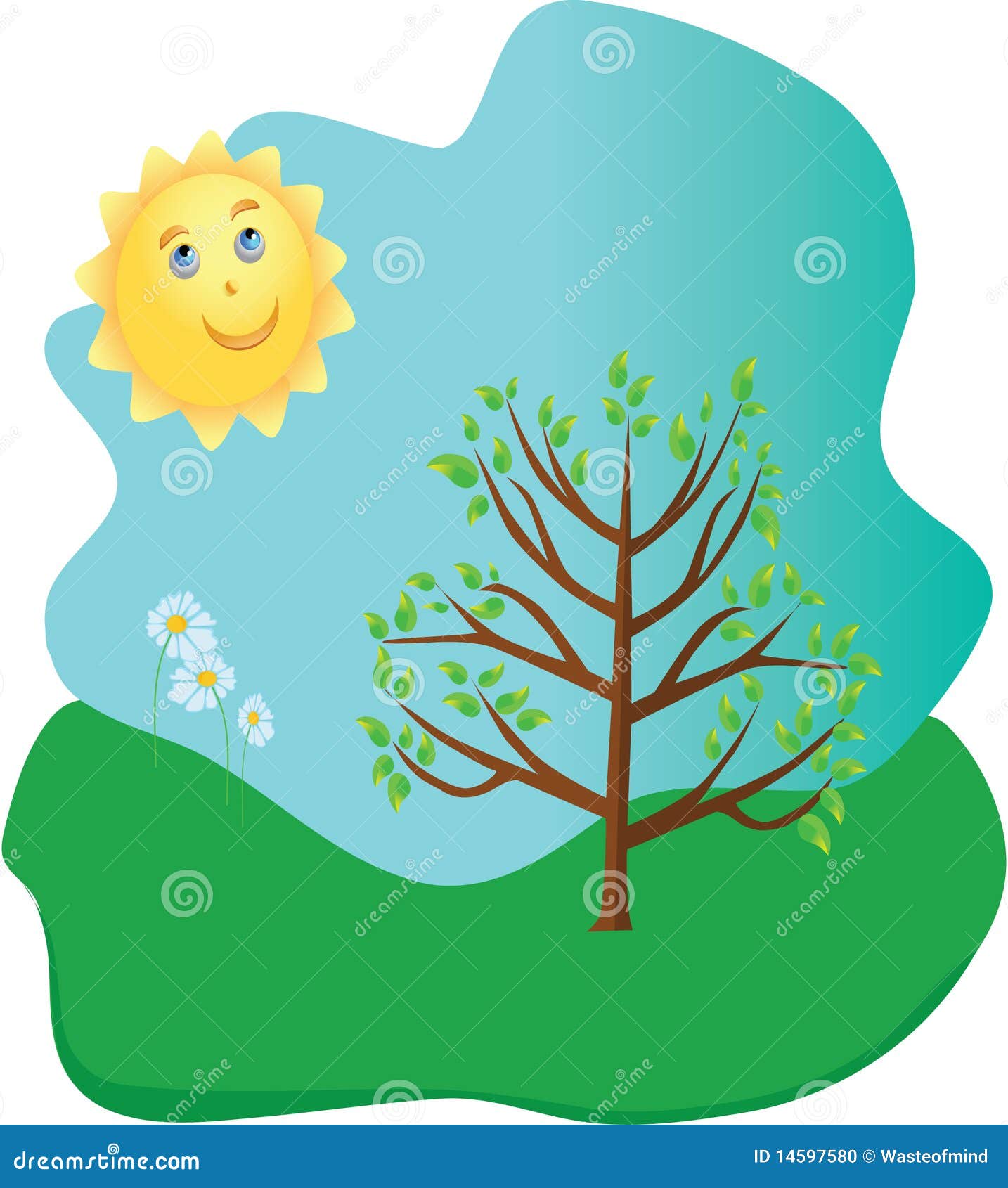 Sunny day stock vector. Illustration of grass, landskapes - 14597580
