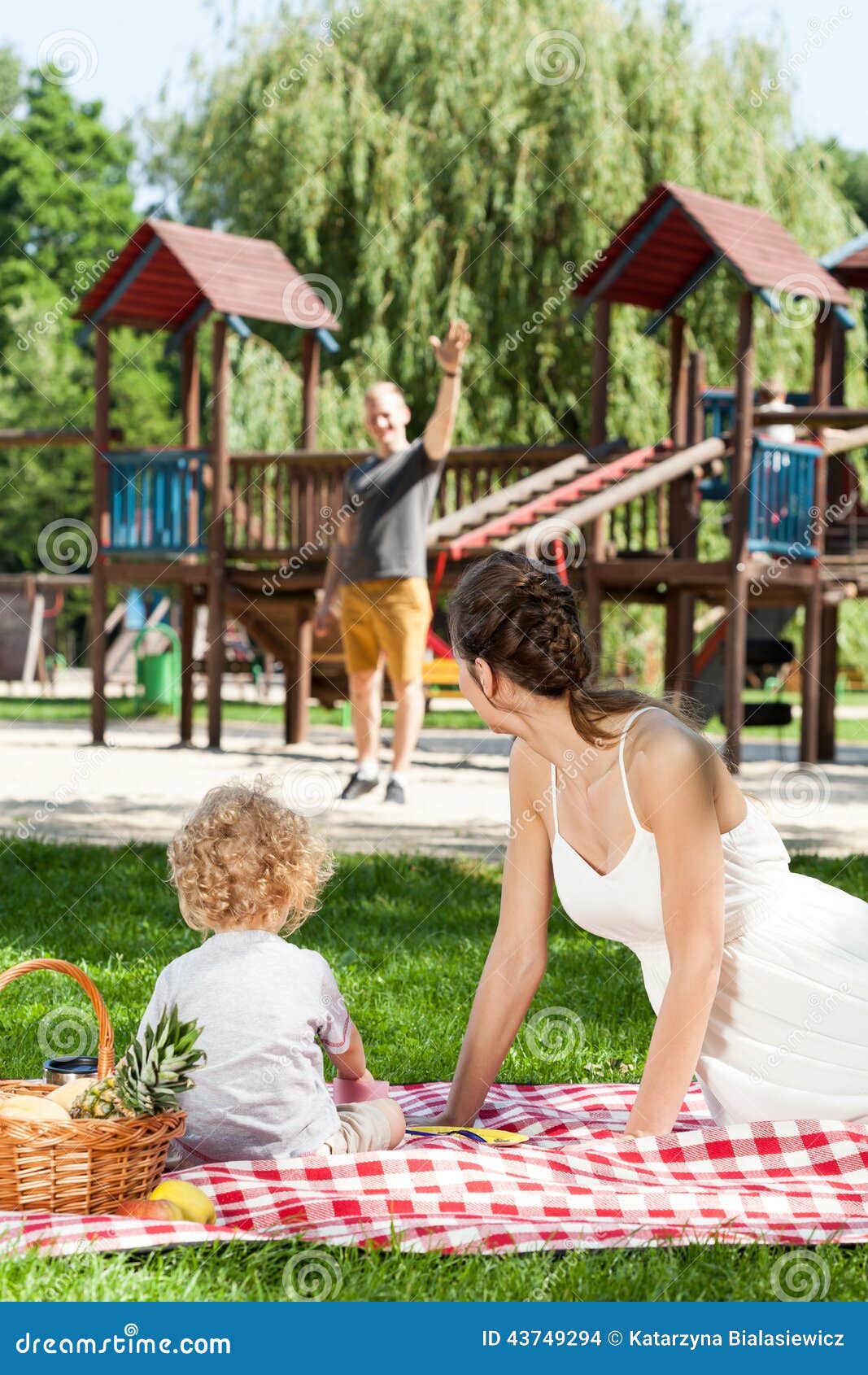 Sunny day on a picnic stock photo. Image of cute, parent - 43749294