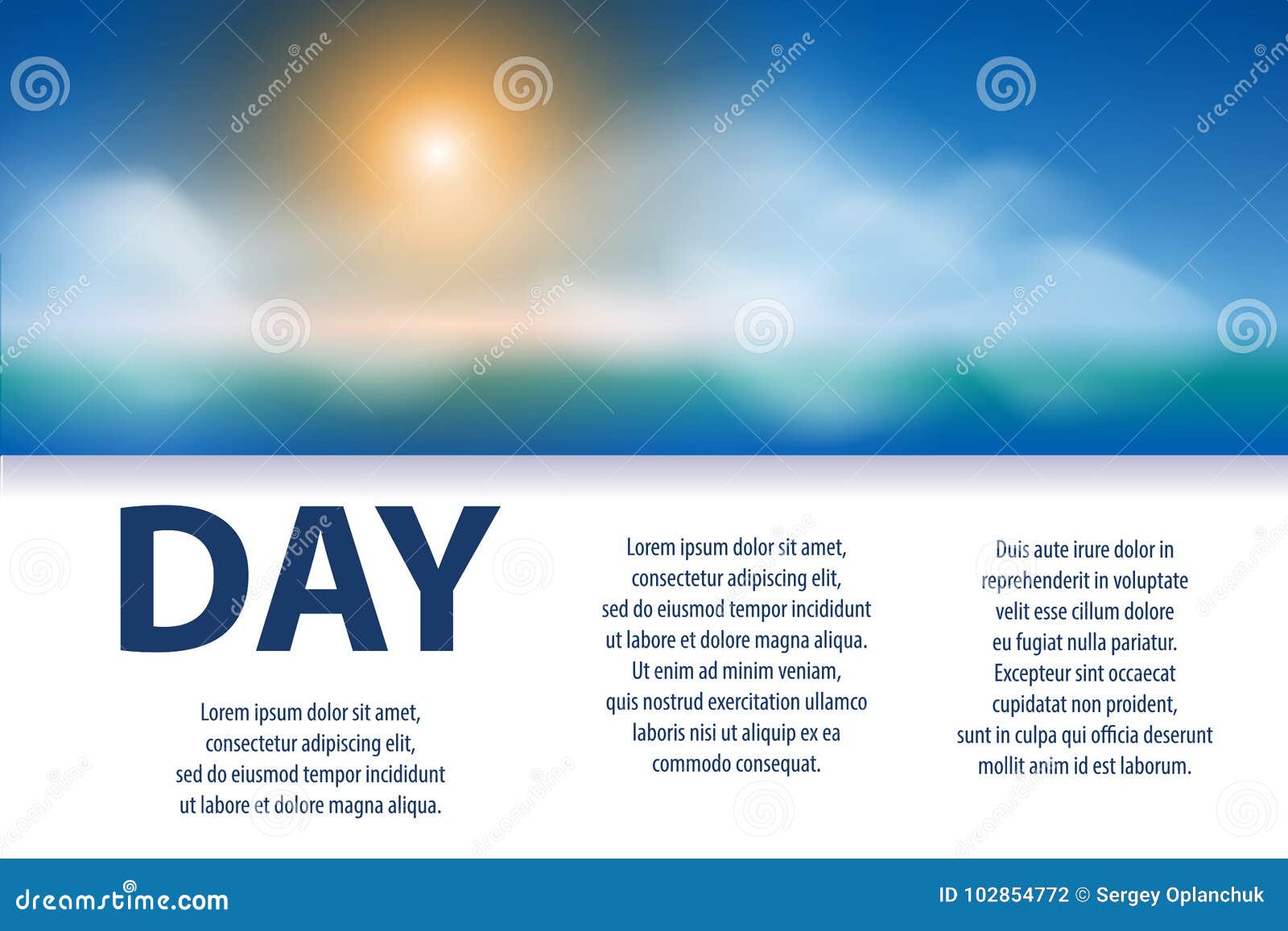 Sunny Day Poster Design. Banner with Sun, Clouds and Text Stock Vector ...