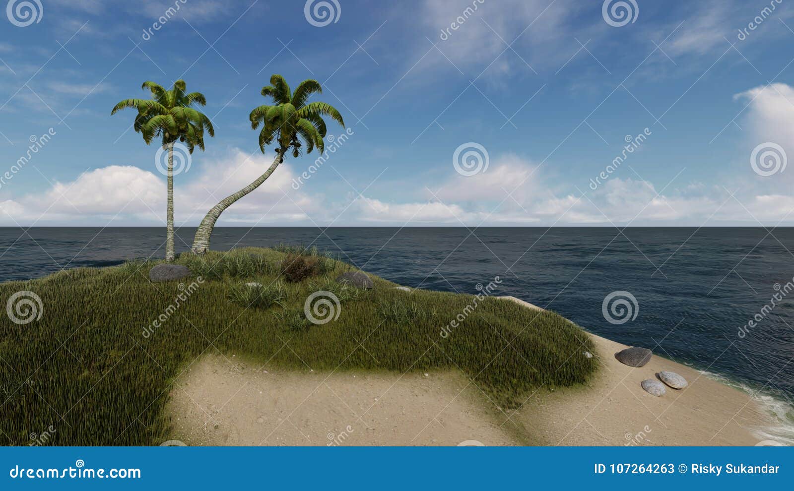 Sunny Day in the Small Tropical Island View 3 Stock Image - Image of ...