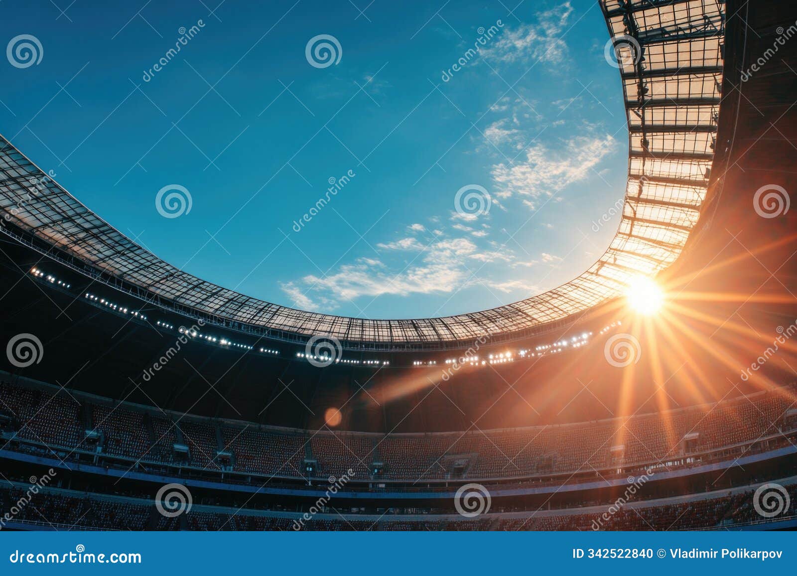 A Sunny Day at the Stadium with Sunlight Shining through the Roof Stock ...