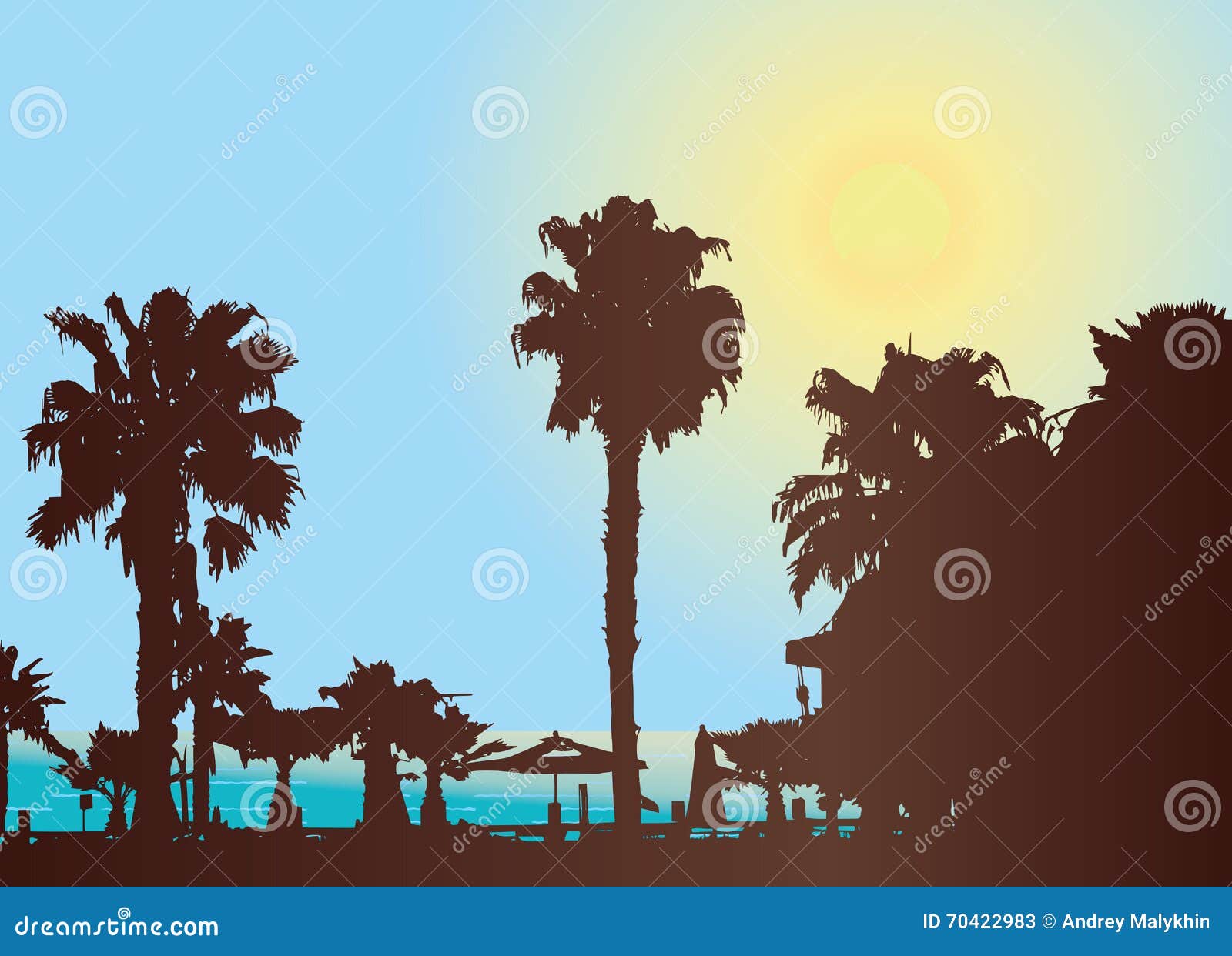 Sunny Day at the Tropical Resort Stock Vector - Illustration of beach ...