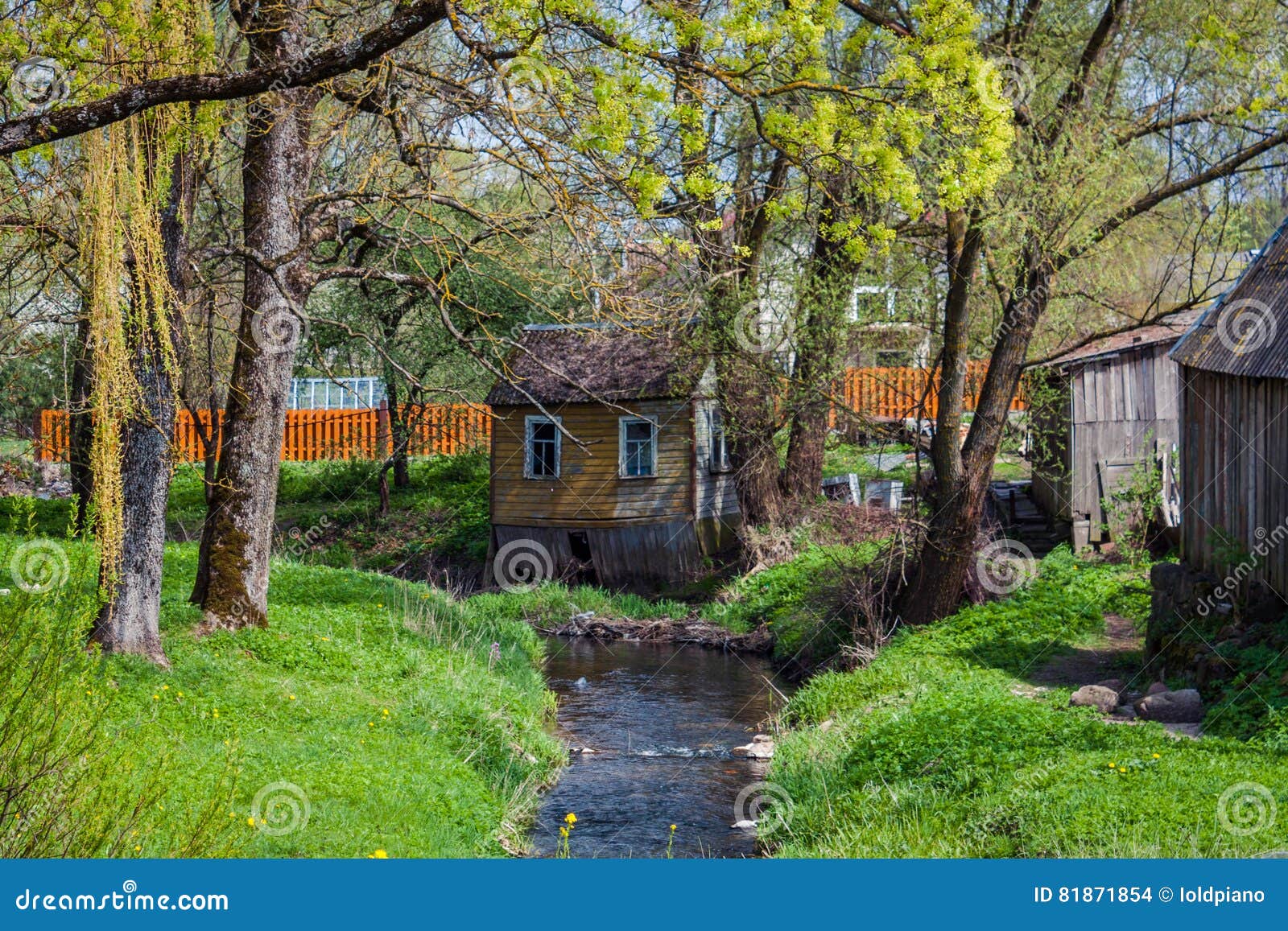 Sunny day in the village stock photo. Image of village - 81871854