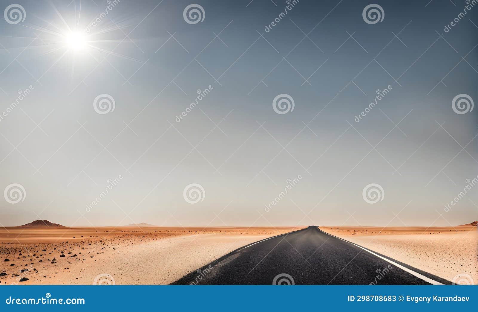 Sunny Desert Landscape with an Asphalt Road Stock Illustration ...