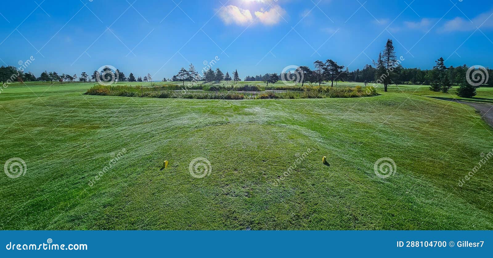 Sunny Early Morning on a Golf Course Stock Photo - Image of ball, early ...