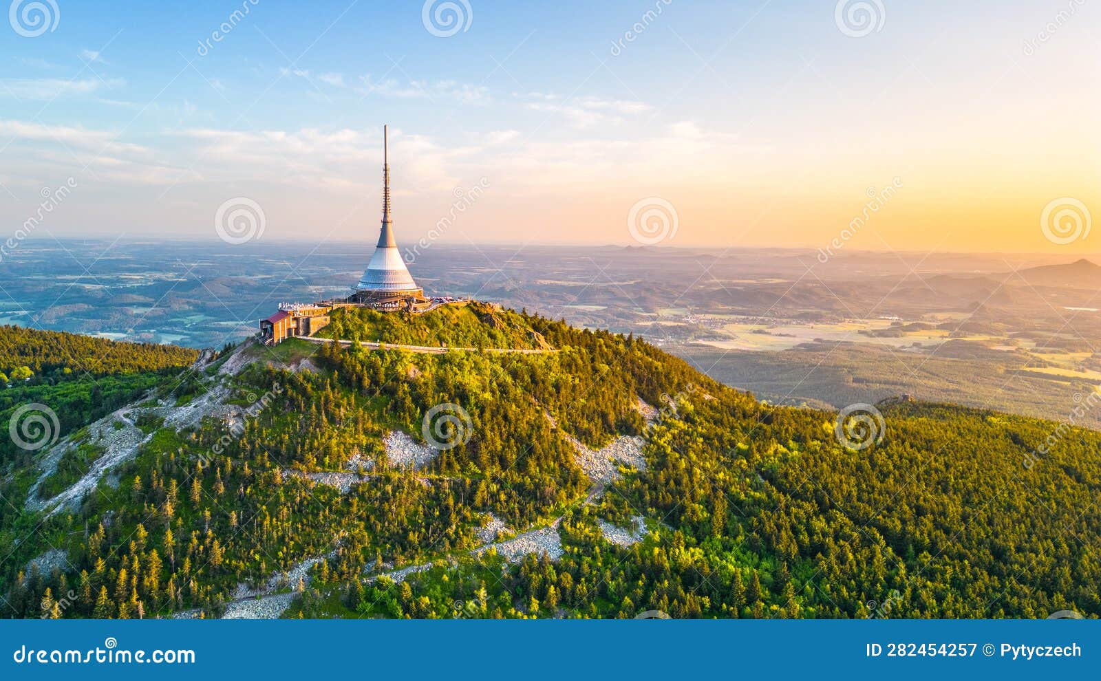 Sunny Evening at Jested Mountain from Above Stock Image - Image of ...