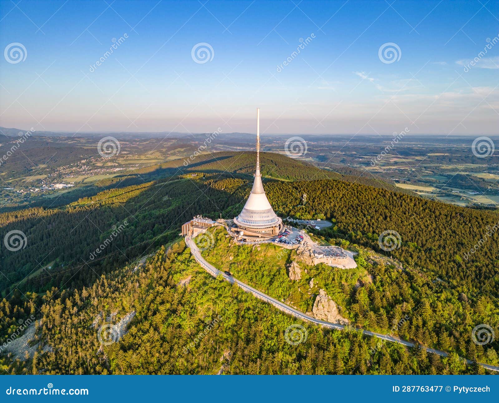 Sunny Evening at Jested Mountain from Above Stock Image - Image of ...