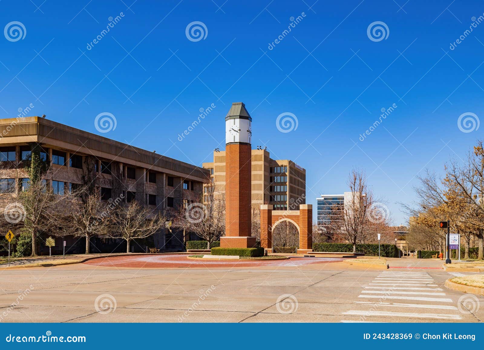 Sunny Exterior View of the Clock Tower of University of Oklahoma ...