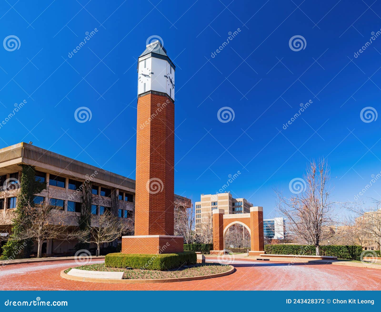 Sunny Exterior View of the Clock Tower of University of Oklahoma Stock ...