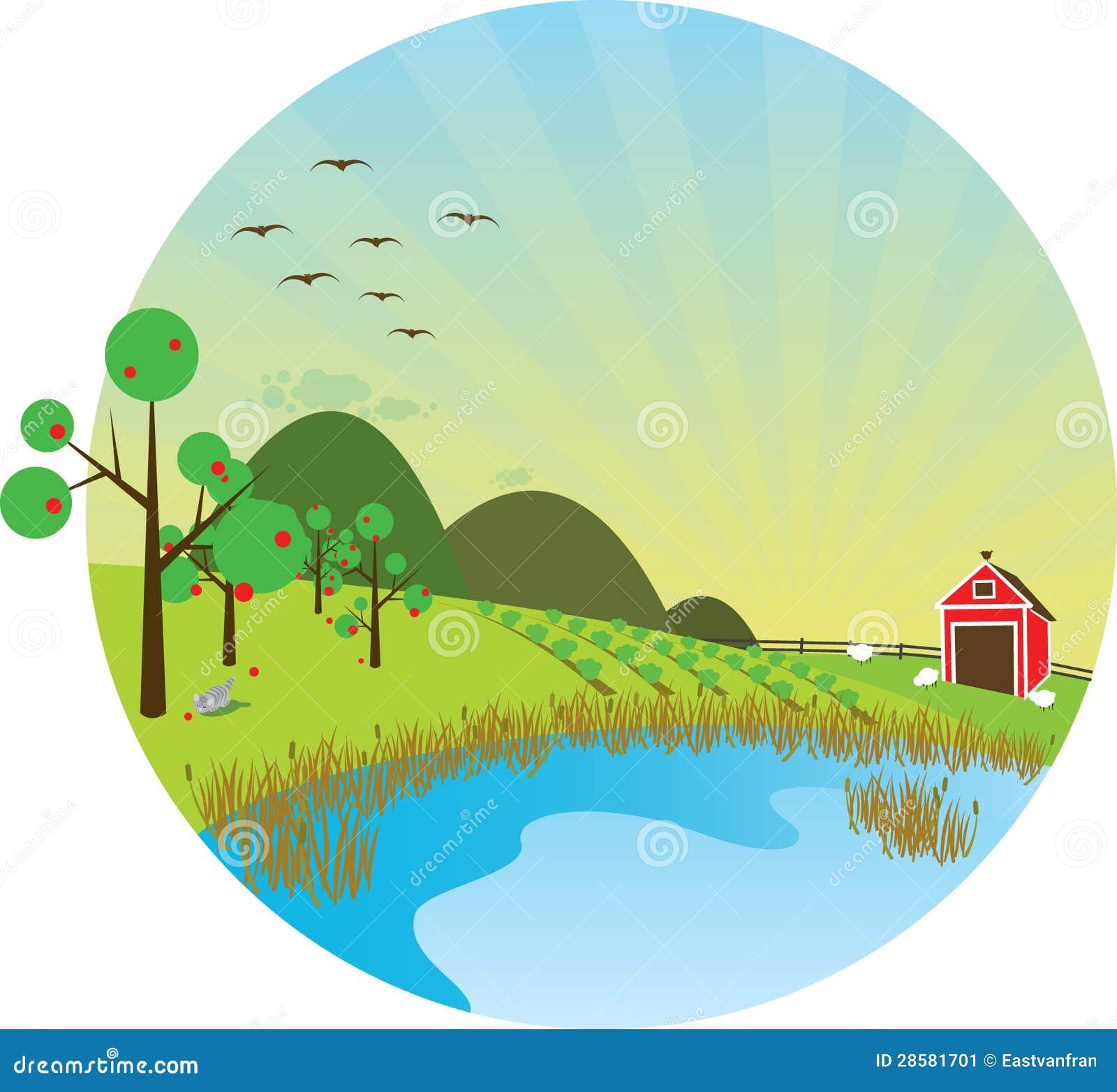 Sunny Farm Scene Stock Illustrations – 5,731 Sunny Farm Scene Stock ...
