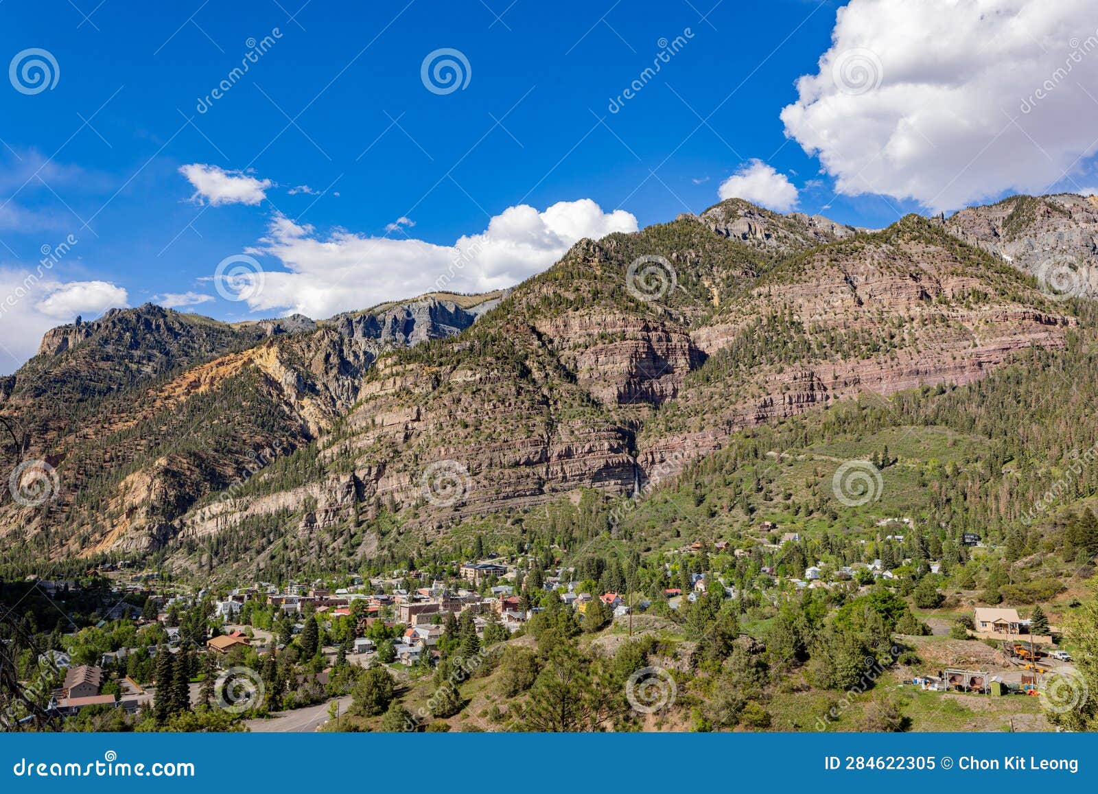 Sunny High Angle View of the Ouray Town Stock Image - Image of mountain ...