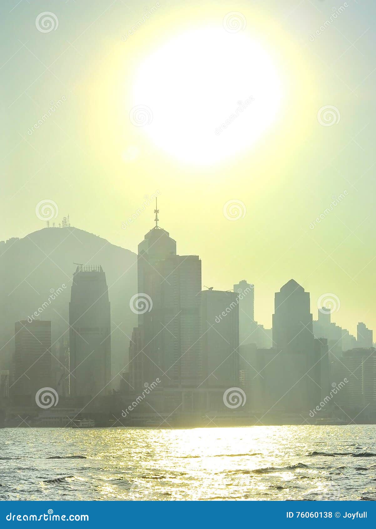 Sunny Hong Kong stock photo. Image of junk, backlit, ship - 76060138