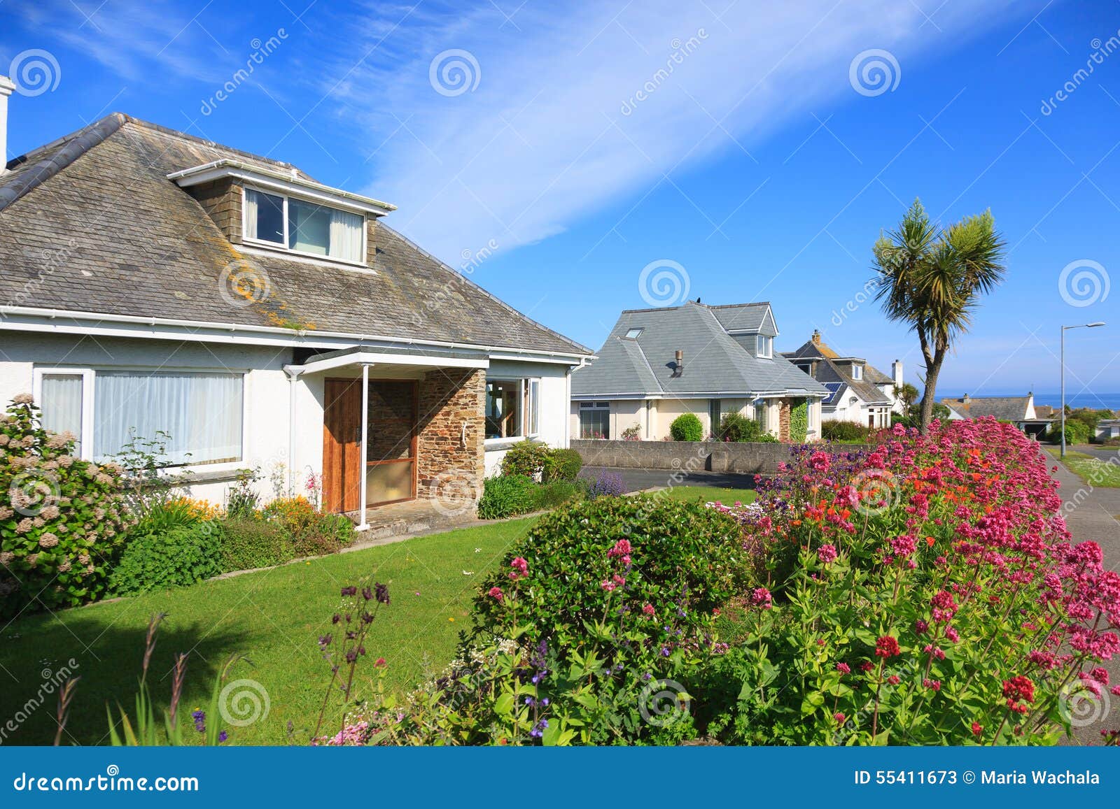 Sunny Houses in Cornwall stock image. Image of cornwall - 55411673