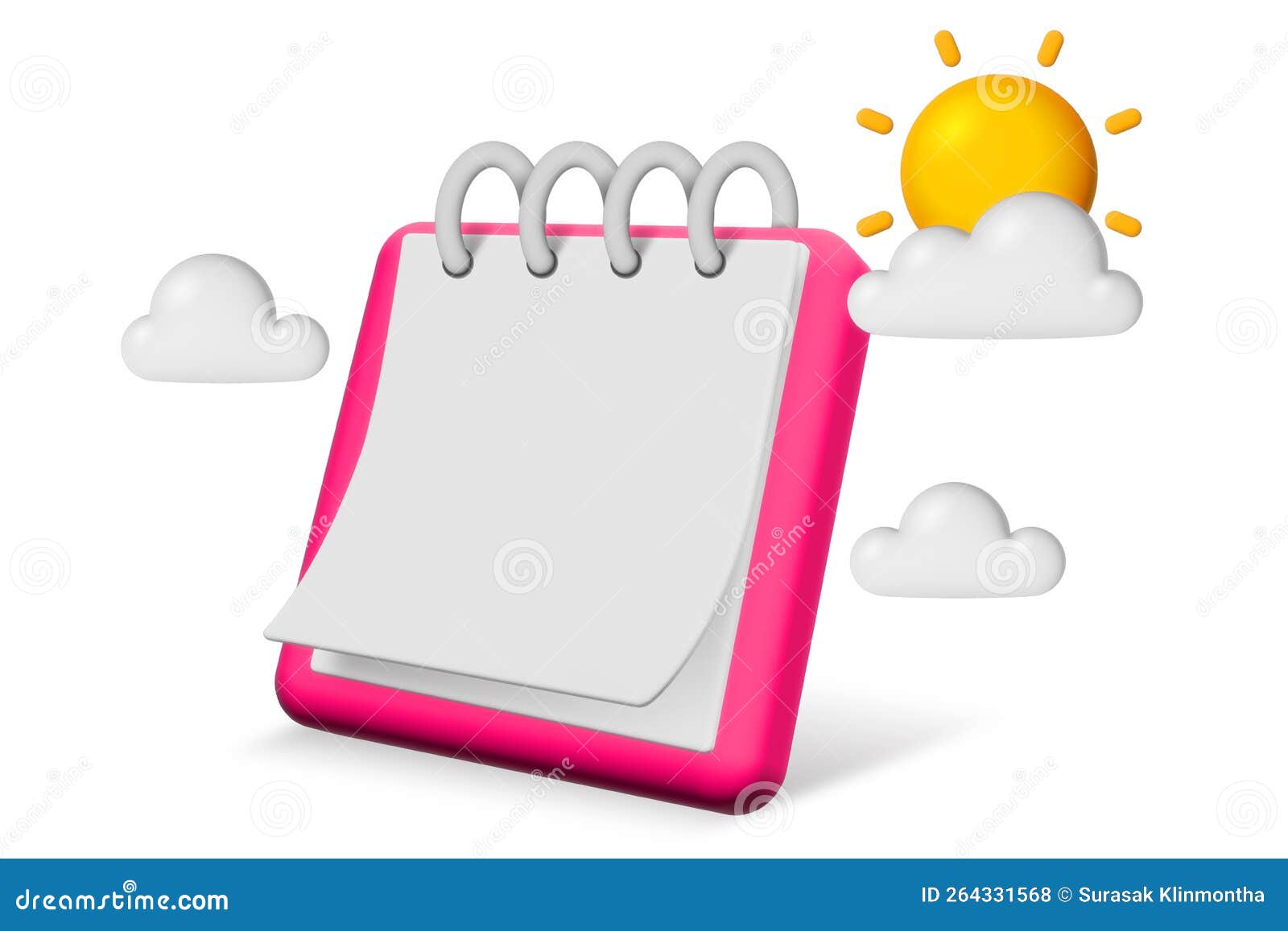 Sunny Icon and Calendar Isolated on White Background. Weather Icon ...