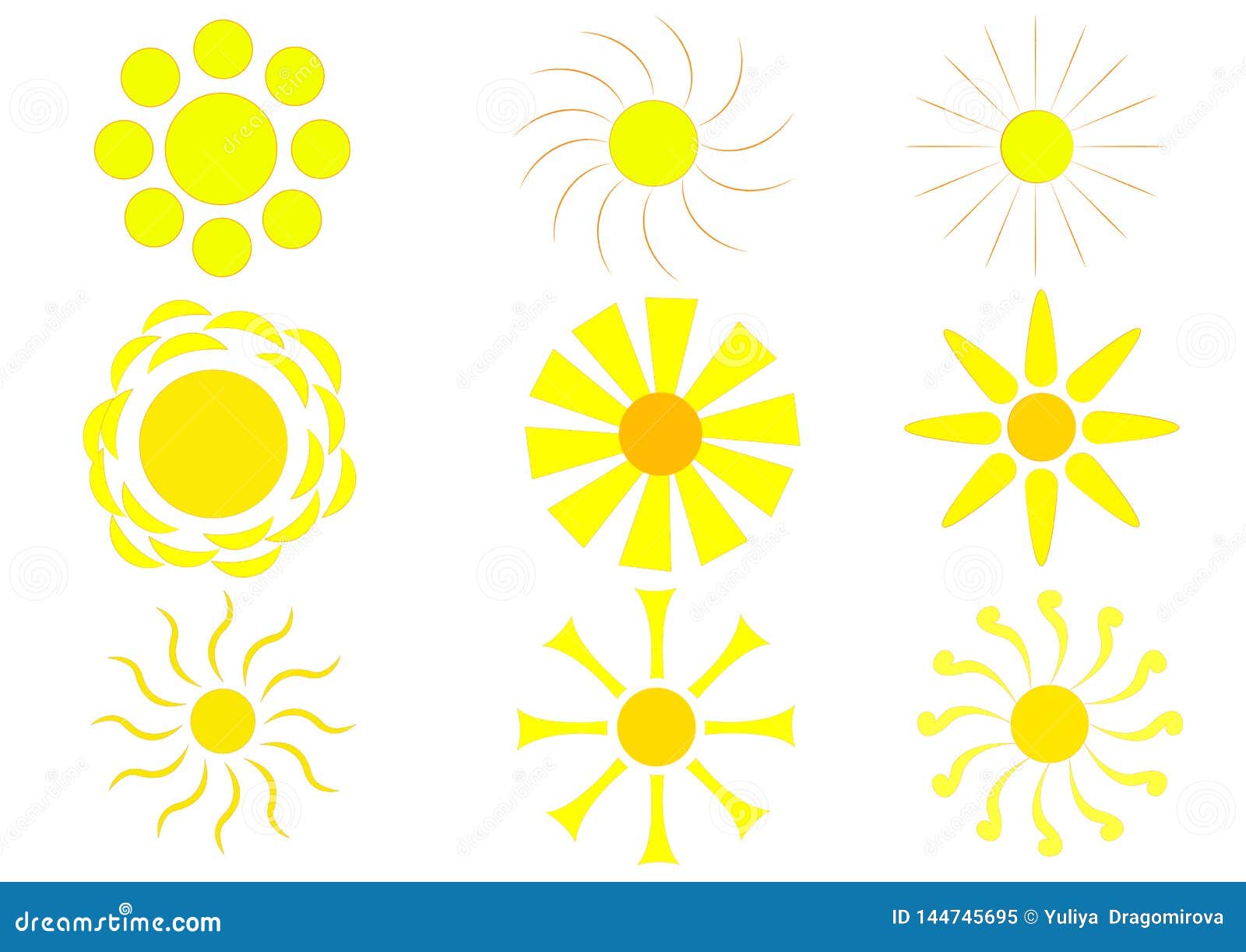 Sunny Icon Set for Your Fantasy Stock Illustration - Illustration of ...