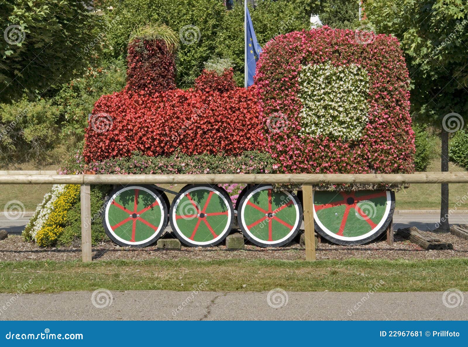 Sunny Illuminated Flower Train Stock Image - Image of land, outside ...