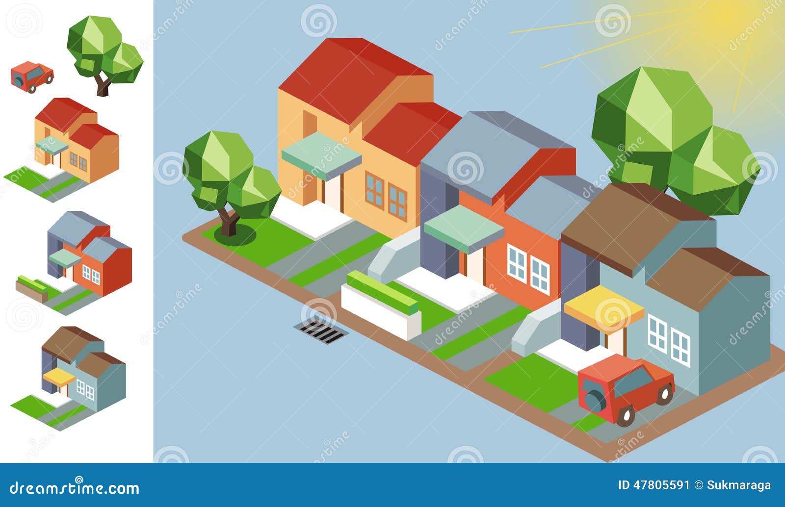 Sunny Isometric Environment Stock Illustration - Illustration of ...