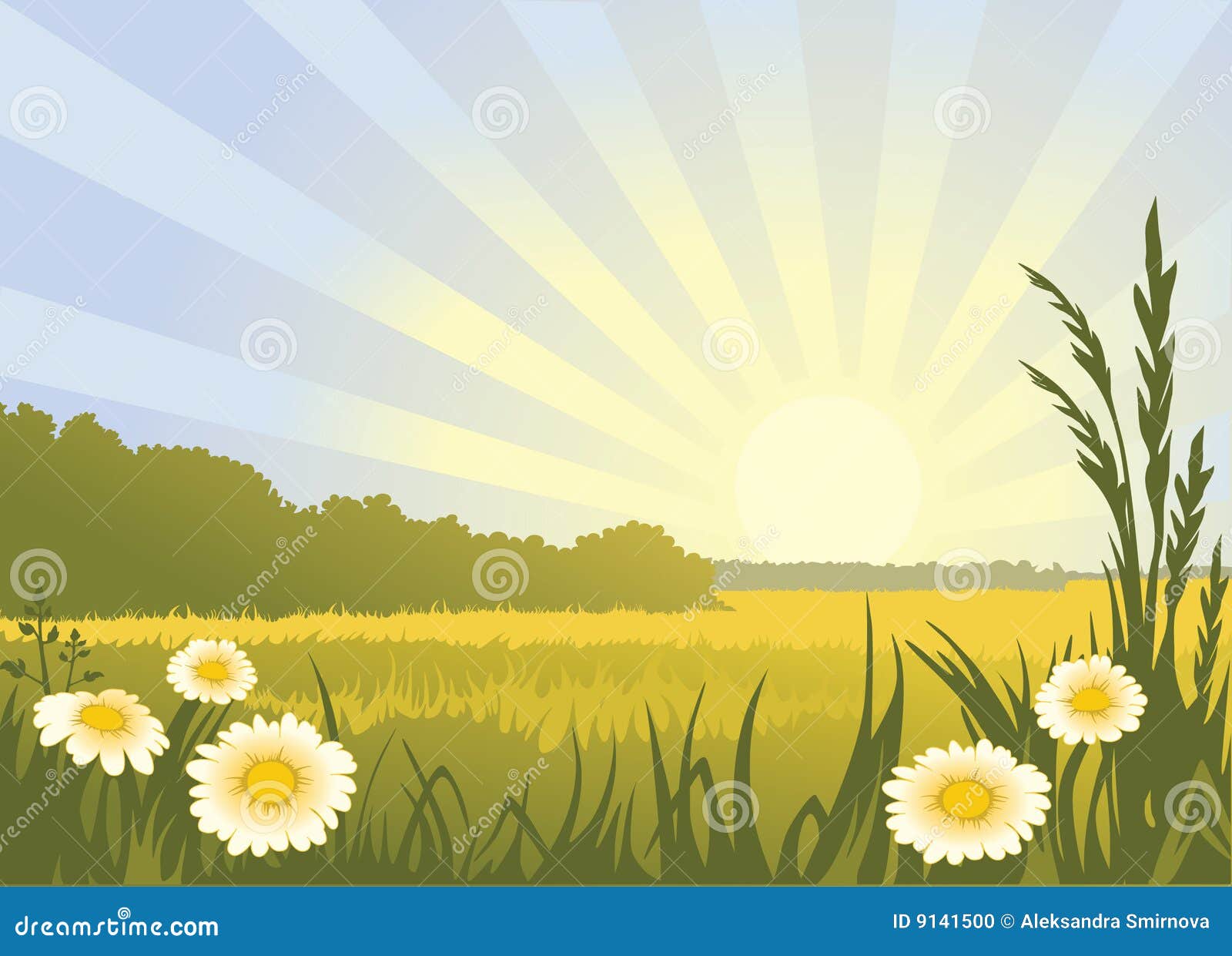 Sunny landscape stock vector. Illustration of creative - 9141500