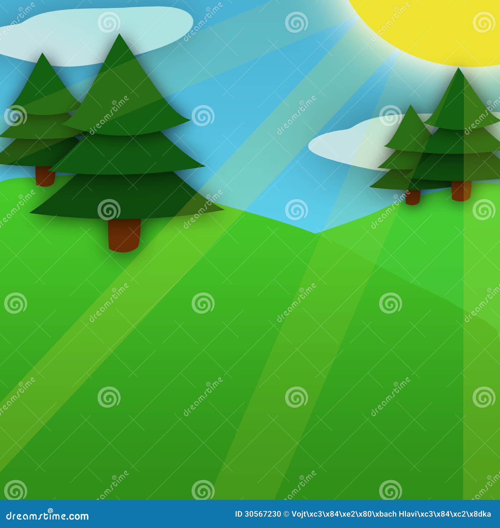 Sunny landscape stock illustration. Illustration of landscape - 30567230