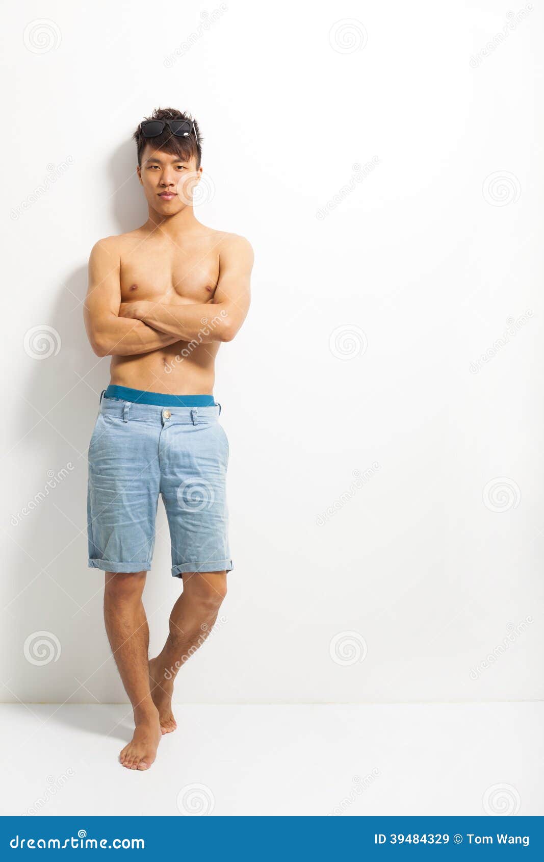 Sunny Man Cross Arms and Standing Stock Image - Image of human, posing ...