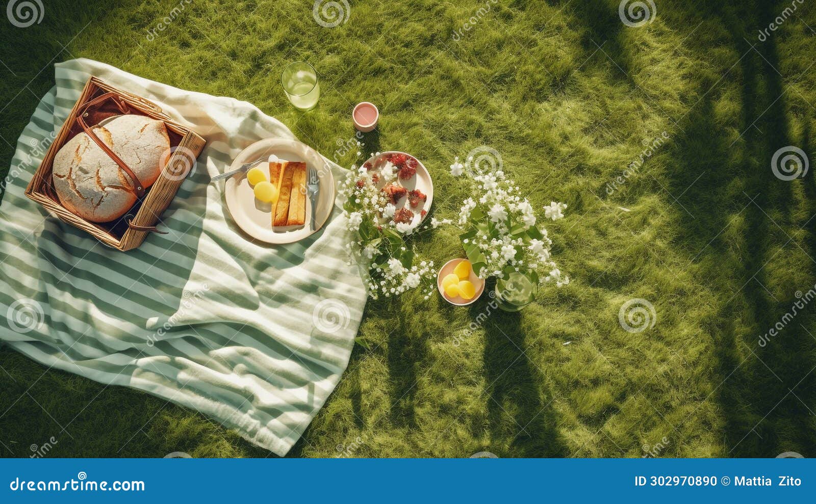 Sunny Meal on the Grass during Spring Stock Illustration - Illustration ...