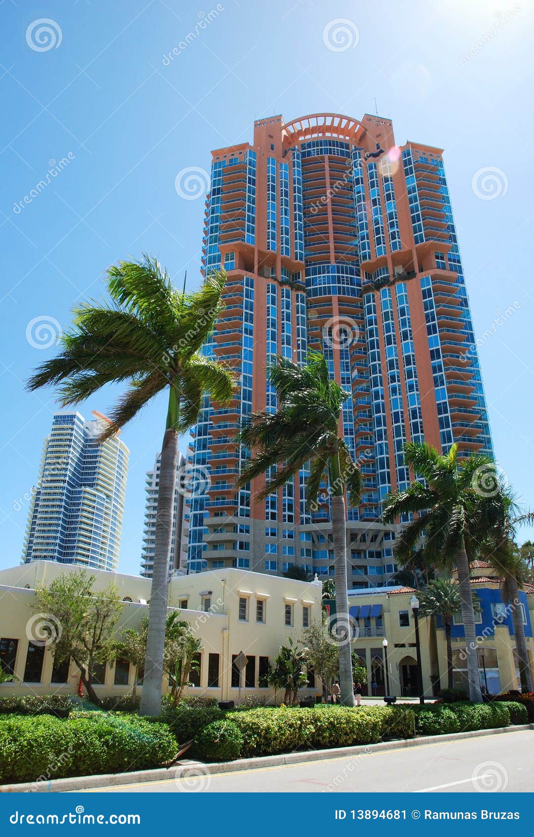 Sunny Miami Beach stock image. Image of modern, tall - 13894681