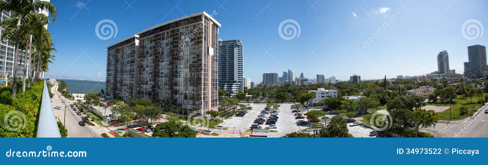 Sunny miami Beach Panorama stock photo. Image of island - 34973522