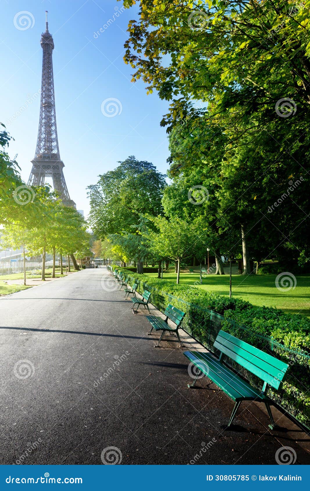 Sunny Morning and Eiffel Tower, Paris, France Stock Image - Image of ...