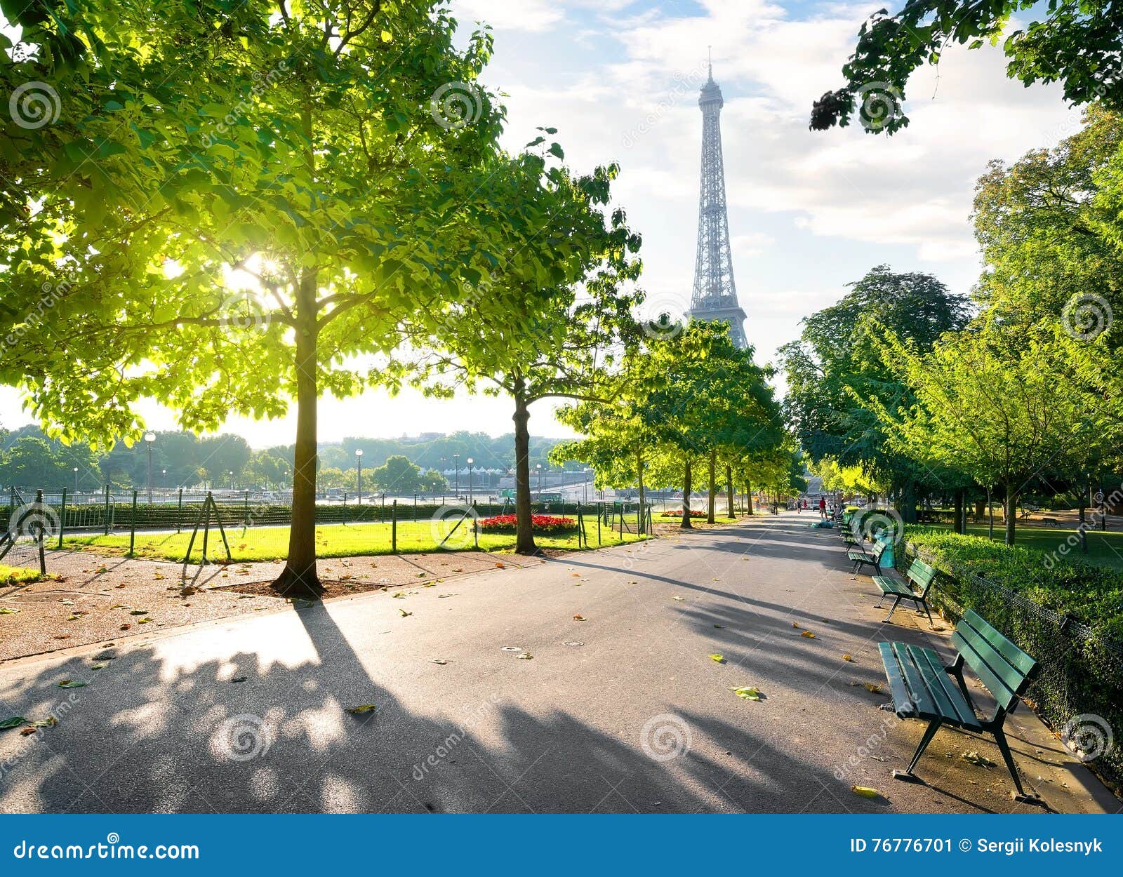 Sunny morning in Paris stock image. Image of french, famous - 76776701