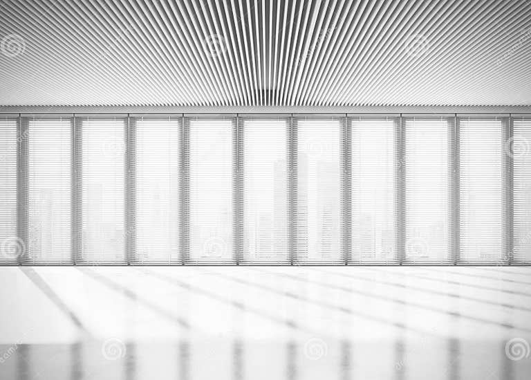 Sunny Open Plan Interior. 3D Rendering Stock Image - Image of business ...