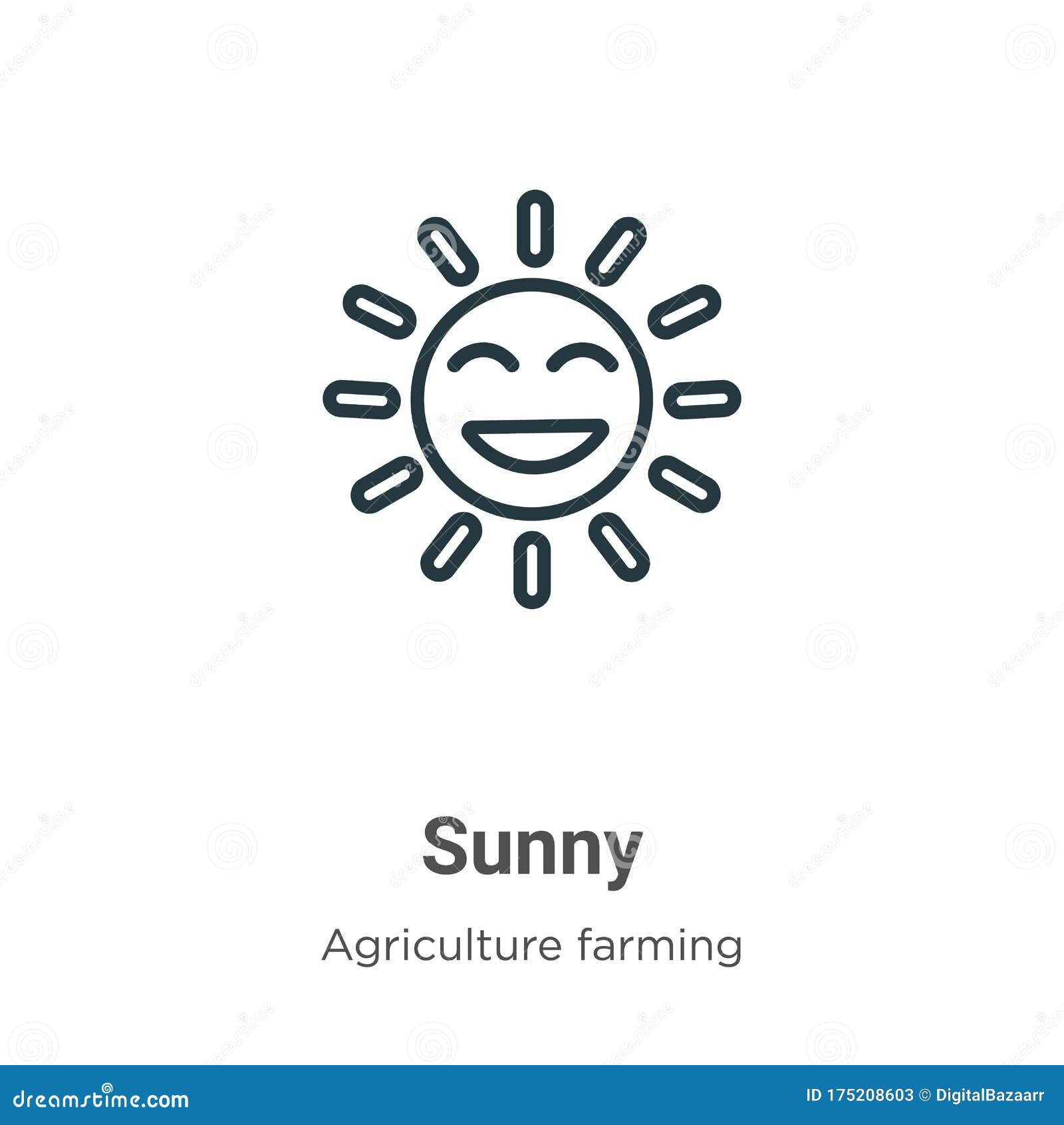 Sunny Outline Vector Icon. Thin Line Black Sunny Icon, Flat Vector ...