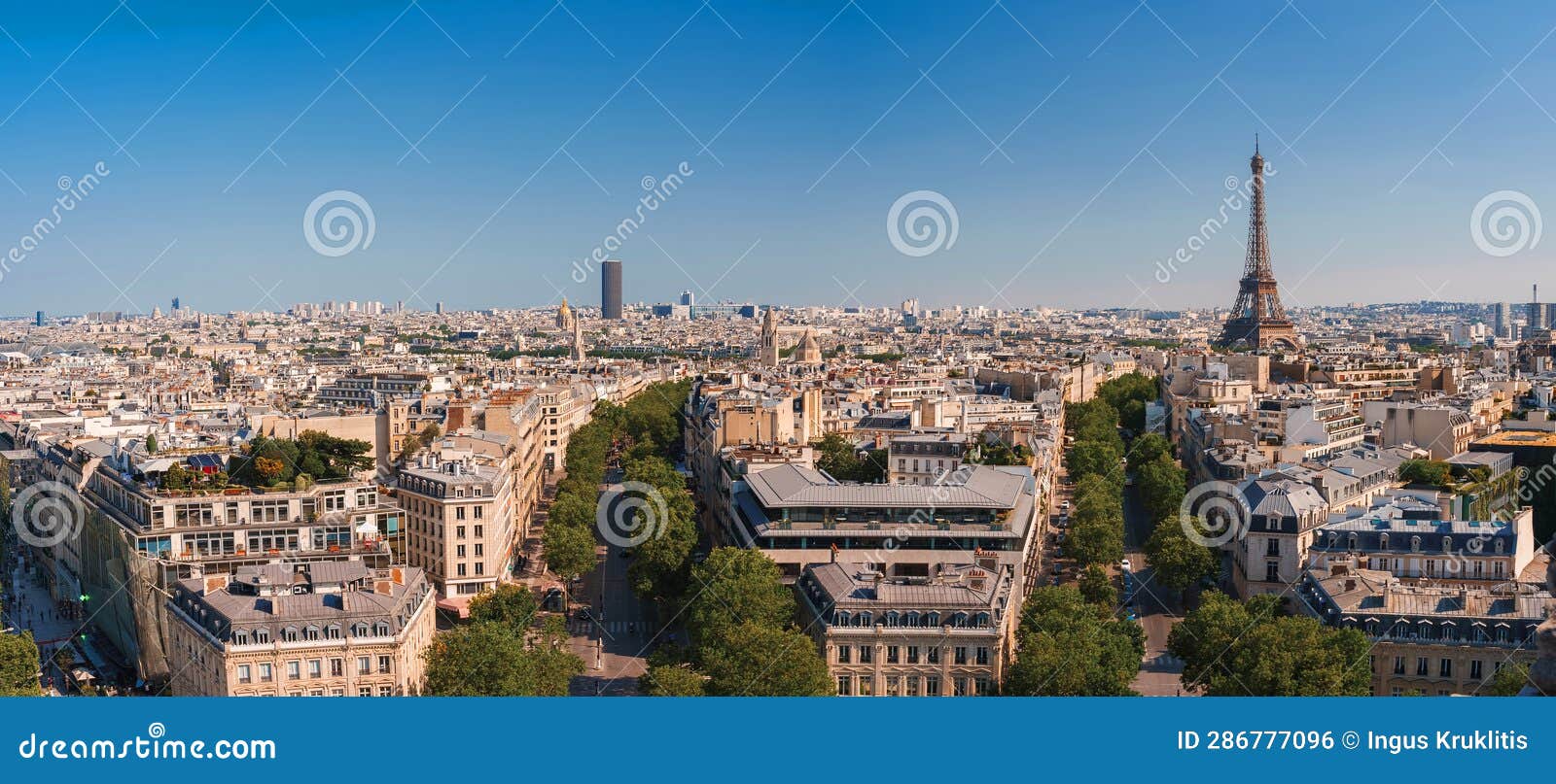 Sunny Paris Cityscape from Eiffel Tower Stock Photo - Image of daytime ...