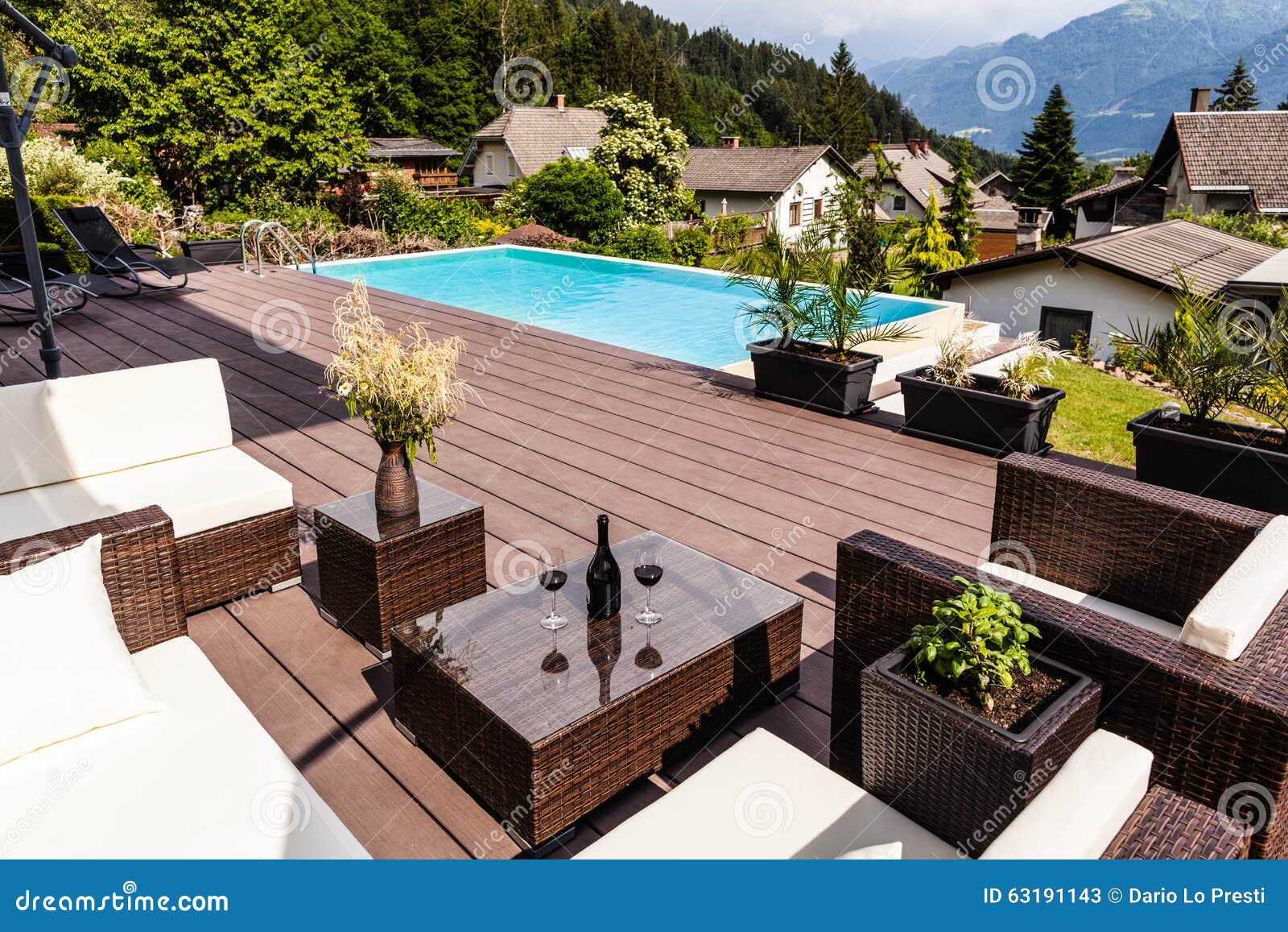 Sunny pool lounge stock image. Image of exterior, private - 63191143