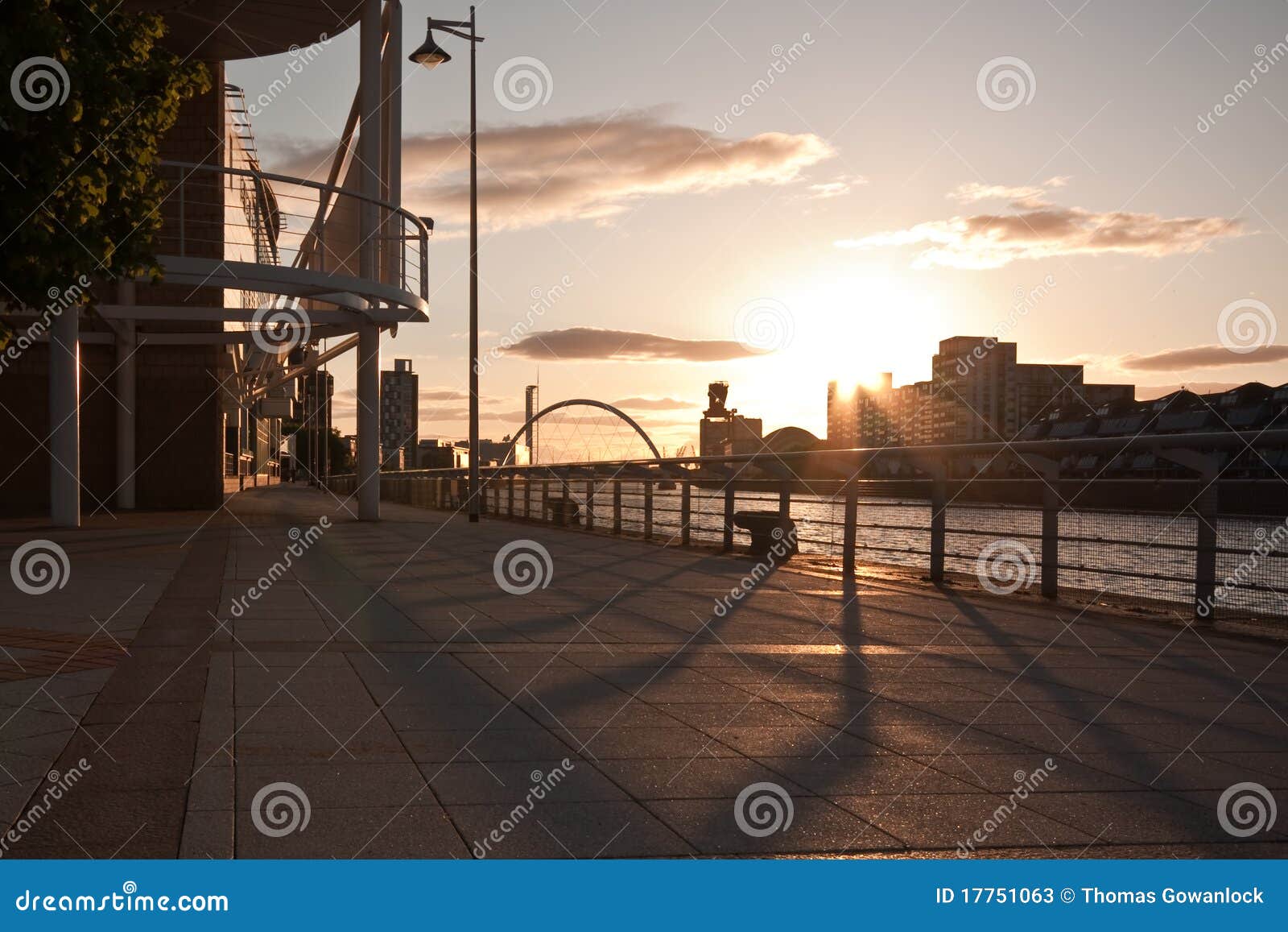 Sunny Promenade in Glasgow, Scotland Stock Image - Image of early ...