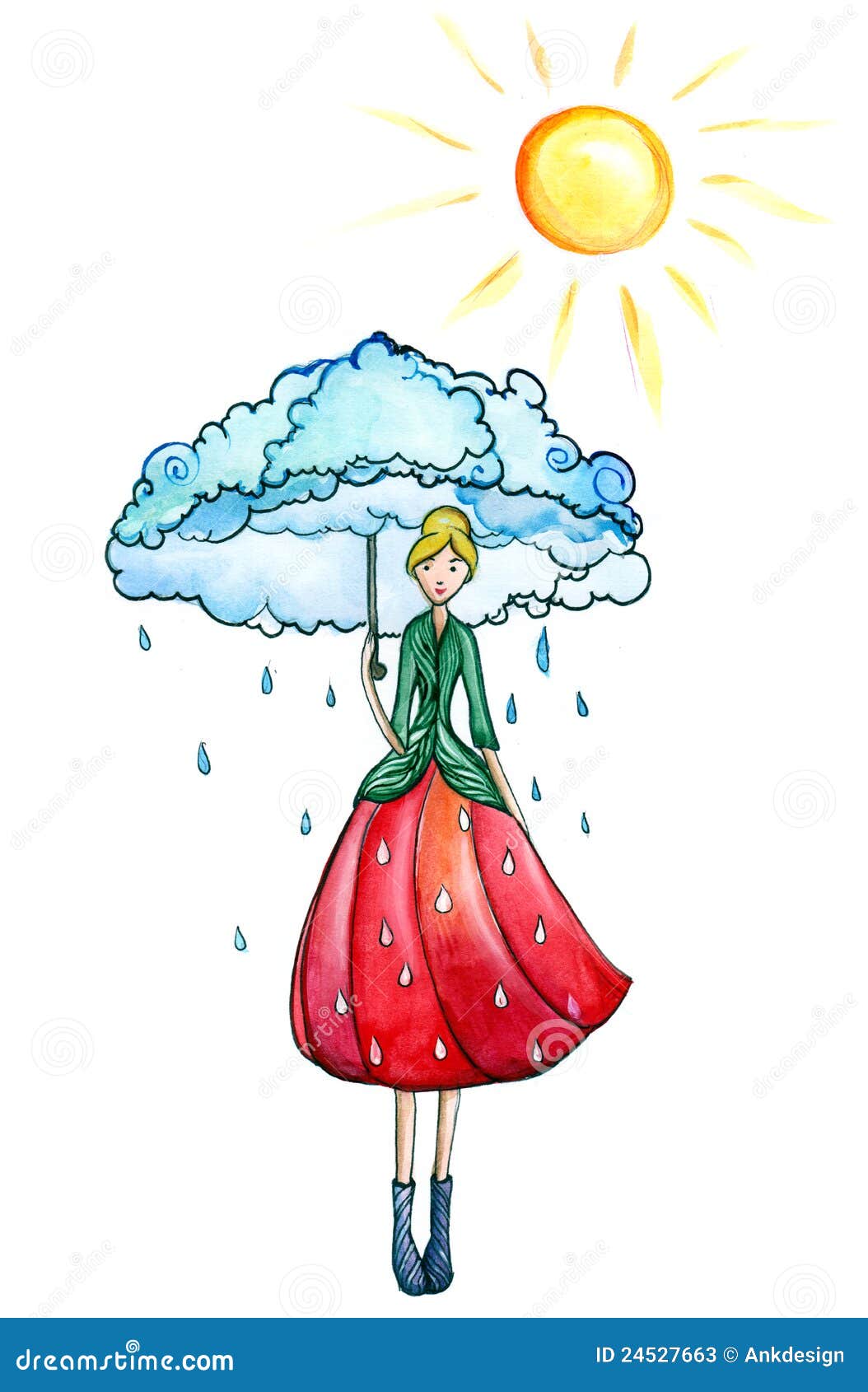 Sunny rain stock illustration. Illustration of cloud - 24527663