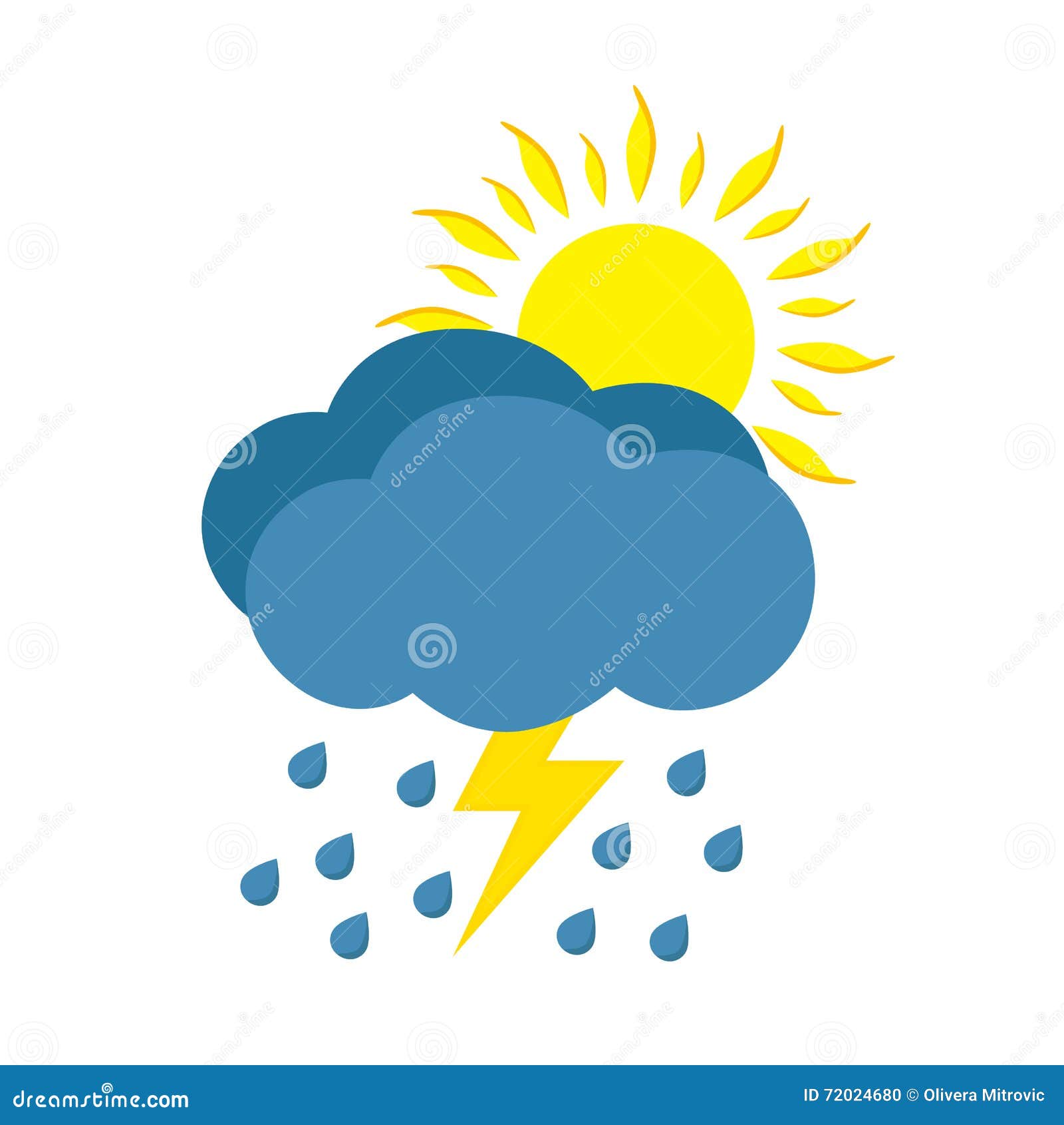 Sunny and Rainy Day with Storm Stock Vector - Illustration of blue ...