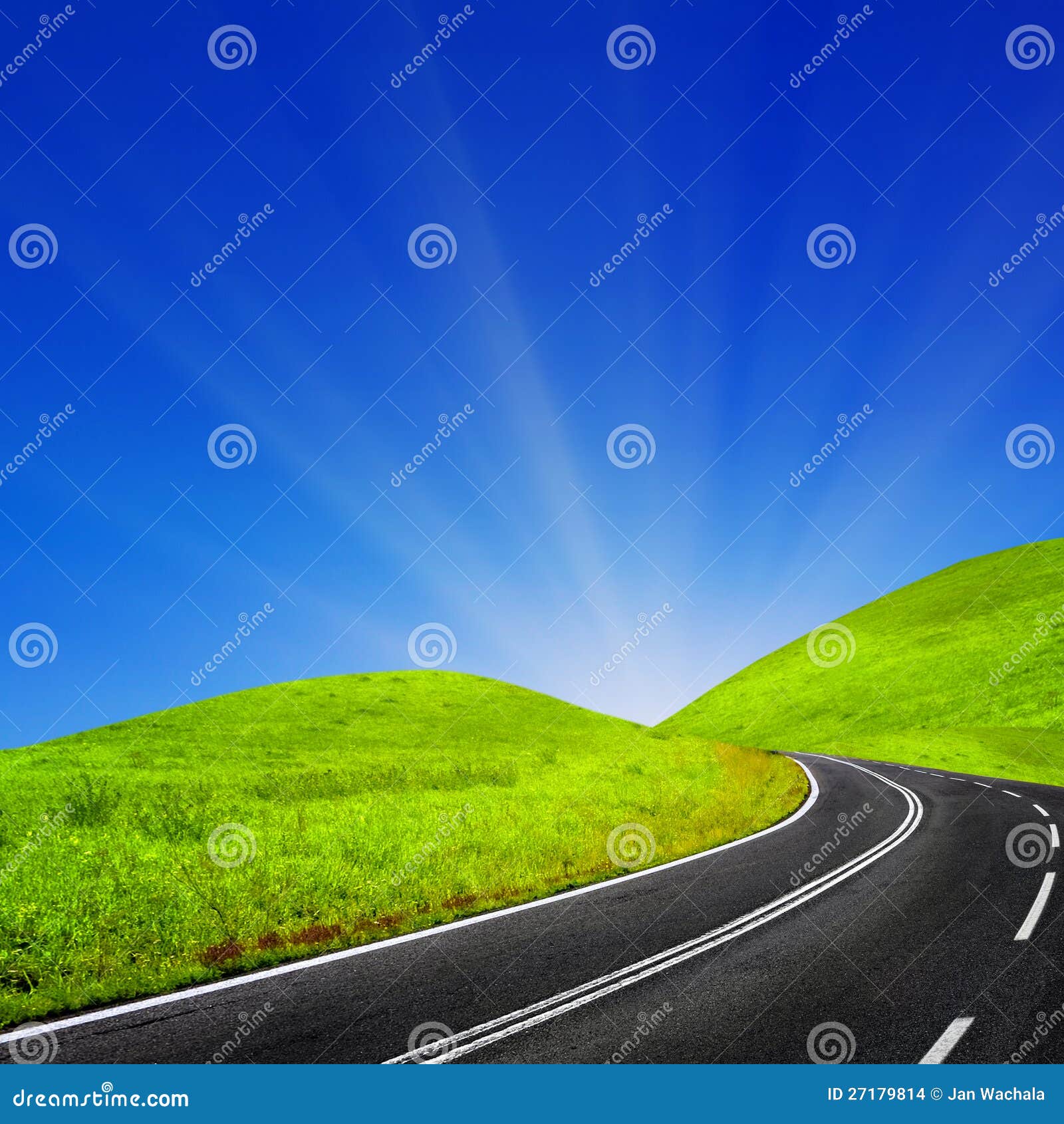 Sunny road stock photo. Image of peaceful, panoramic - 27179814
