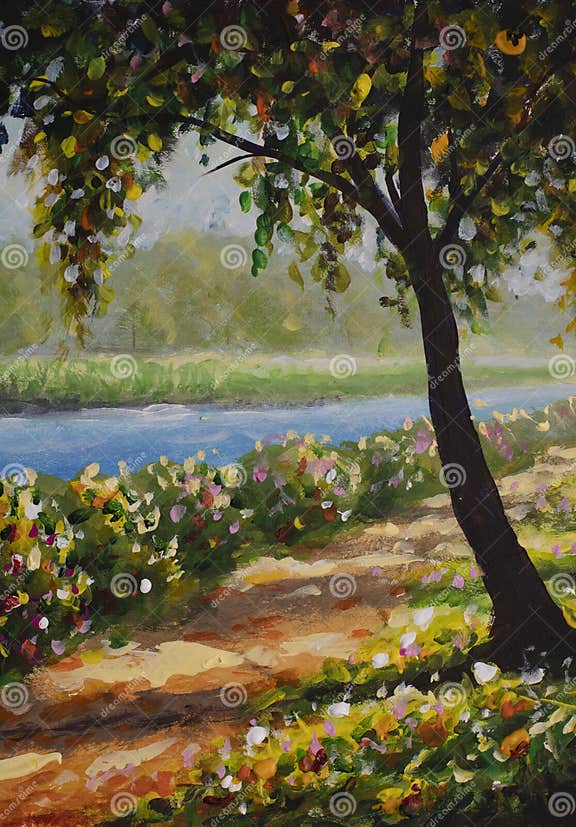 Sunny Road in Spring Park Forest Stock Image - Image of forest ...