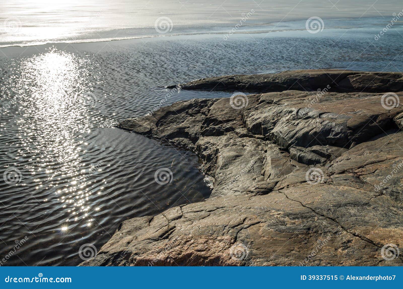 Sunny Rocks in the Ocean Shore Stock Image - Image of white, scenic ...