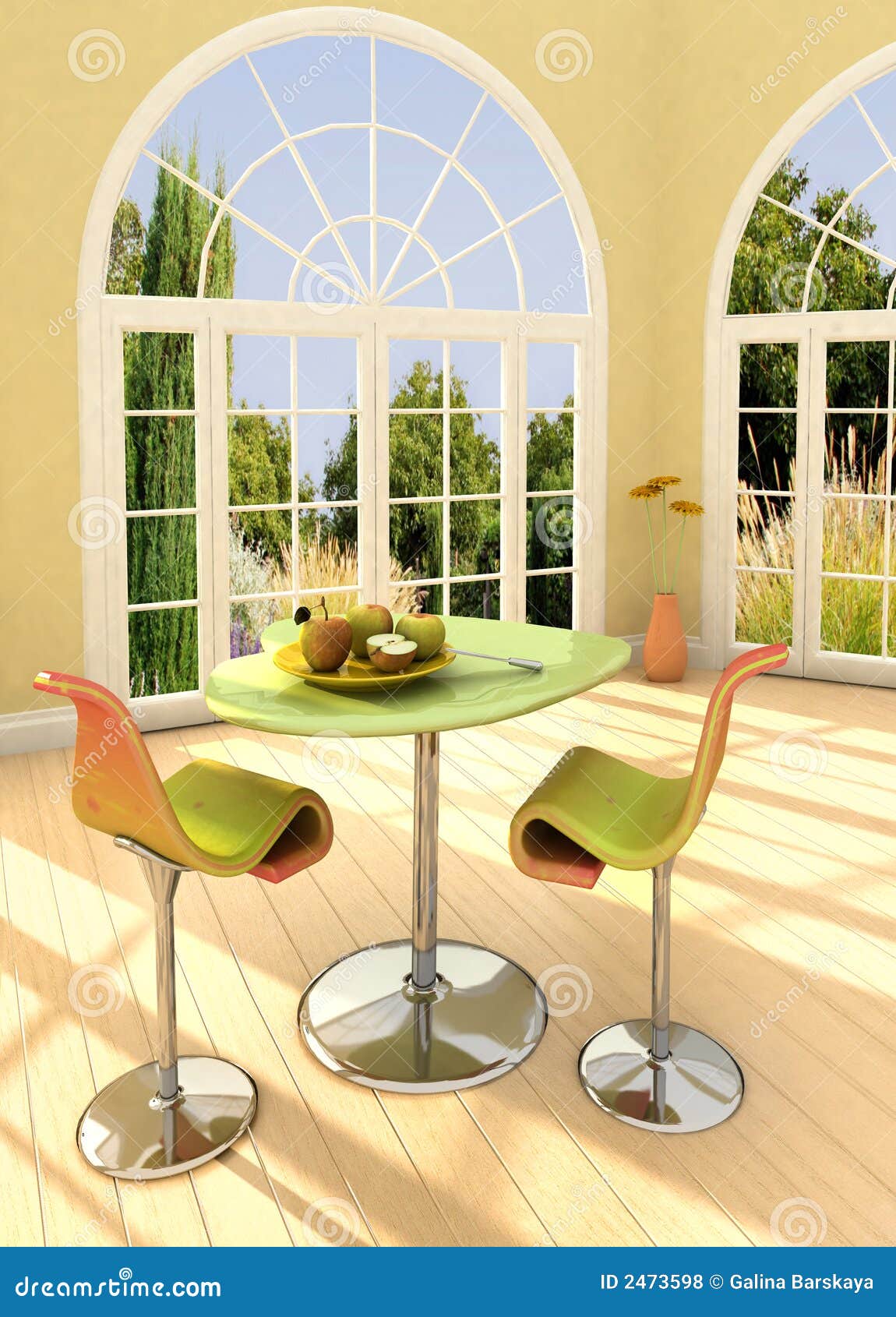 Sunny room stock photo. Image of design, chirs, apple - 2473598