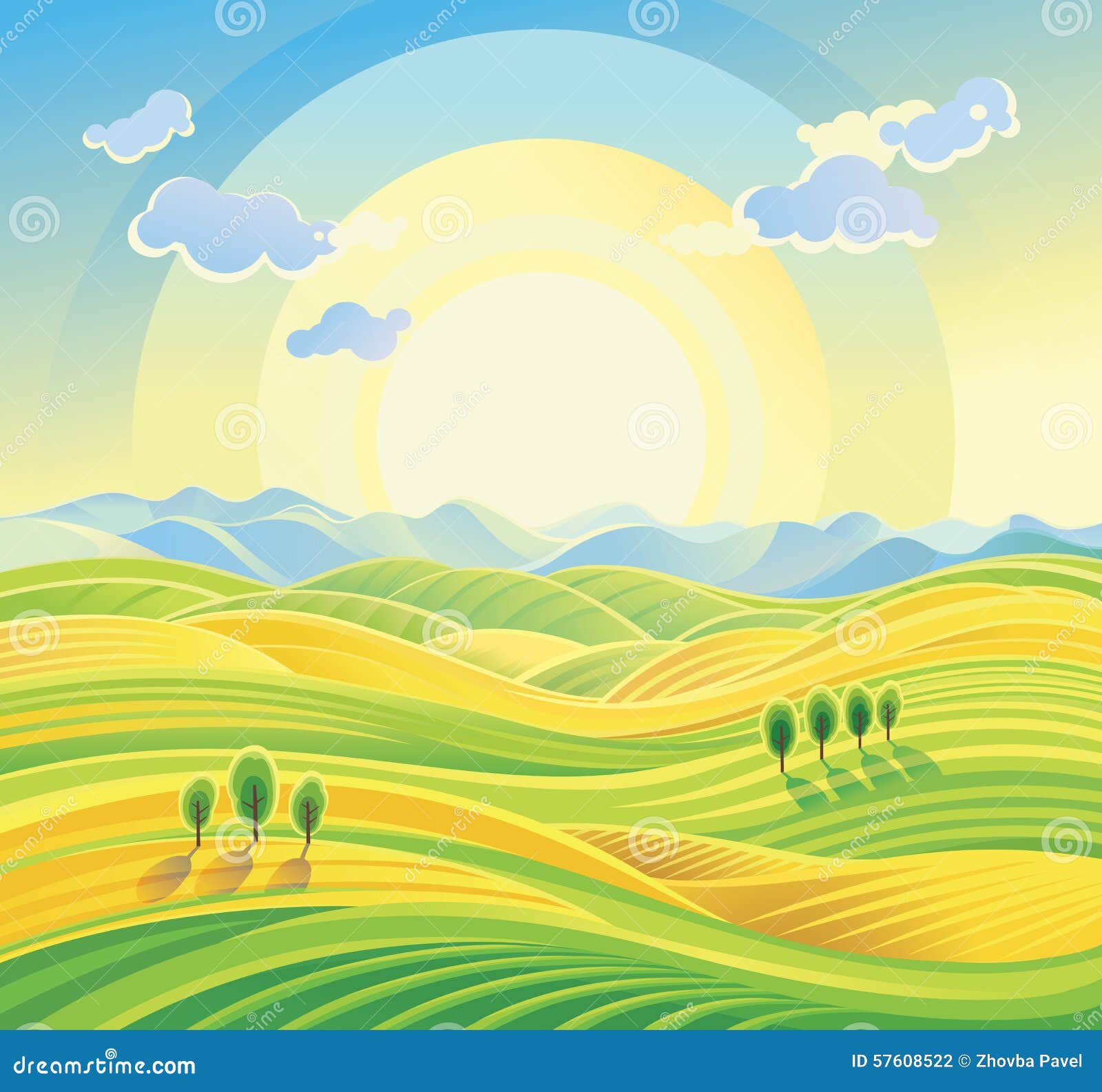 Rolling Farmland Landscape Stock Illustrations – 240 Rolling Farmland ...