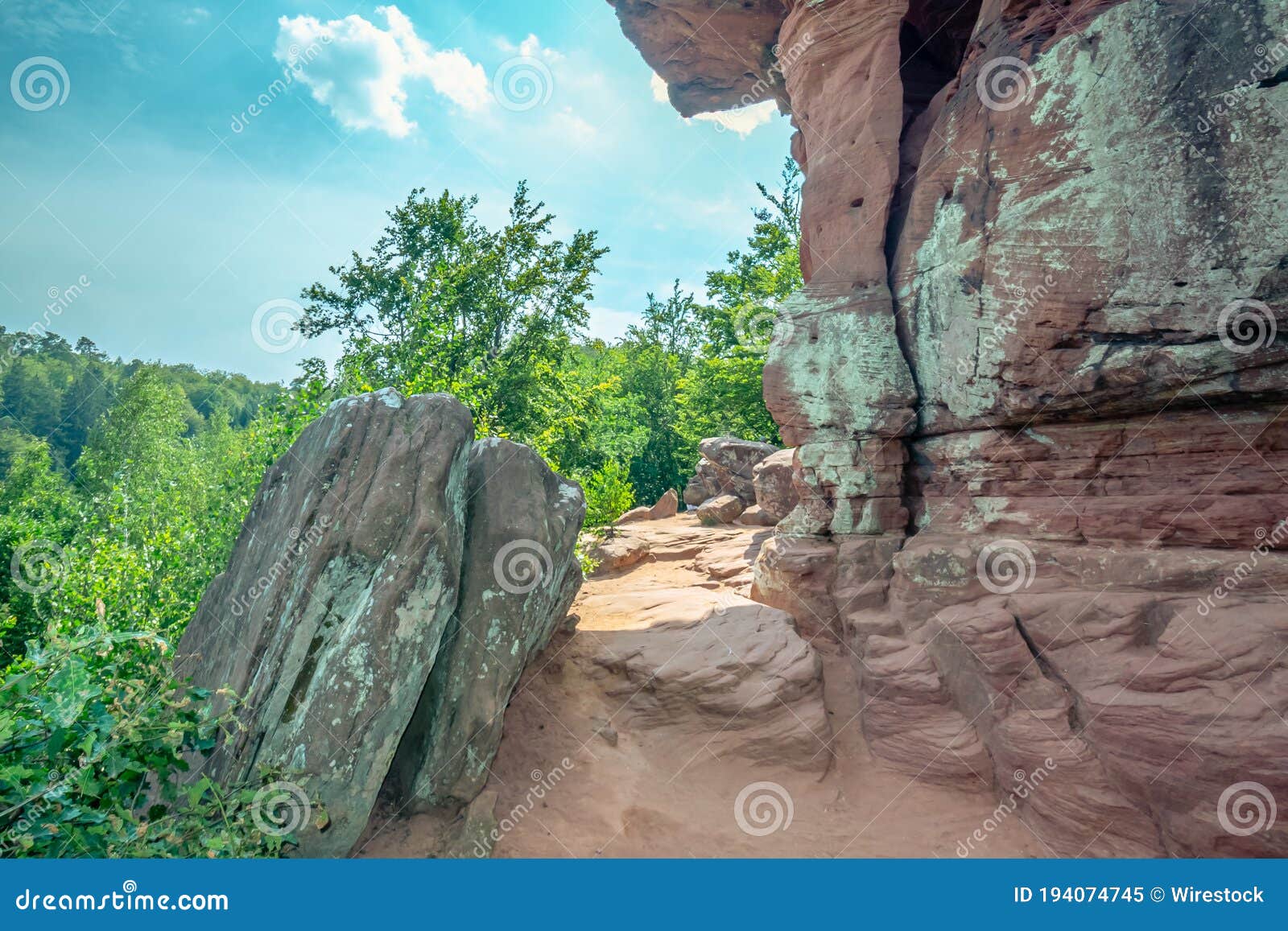 Sunny Scenery of the Devil`s Table in Hinterweidenthal, Germany Stock ...