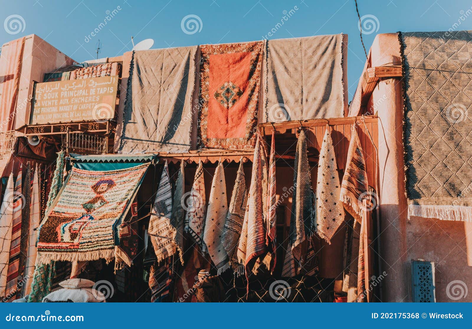 Sunny Scenery of Eastern Style Textiles in the Market Editorial Stock ...
