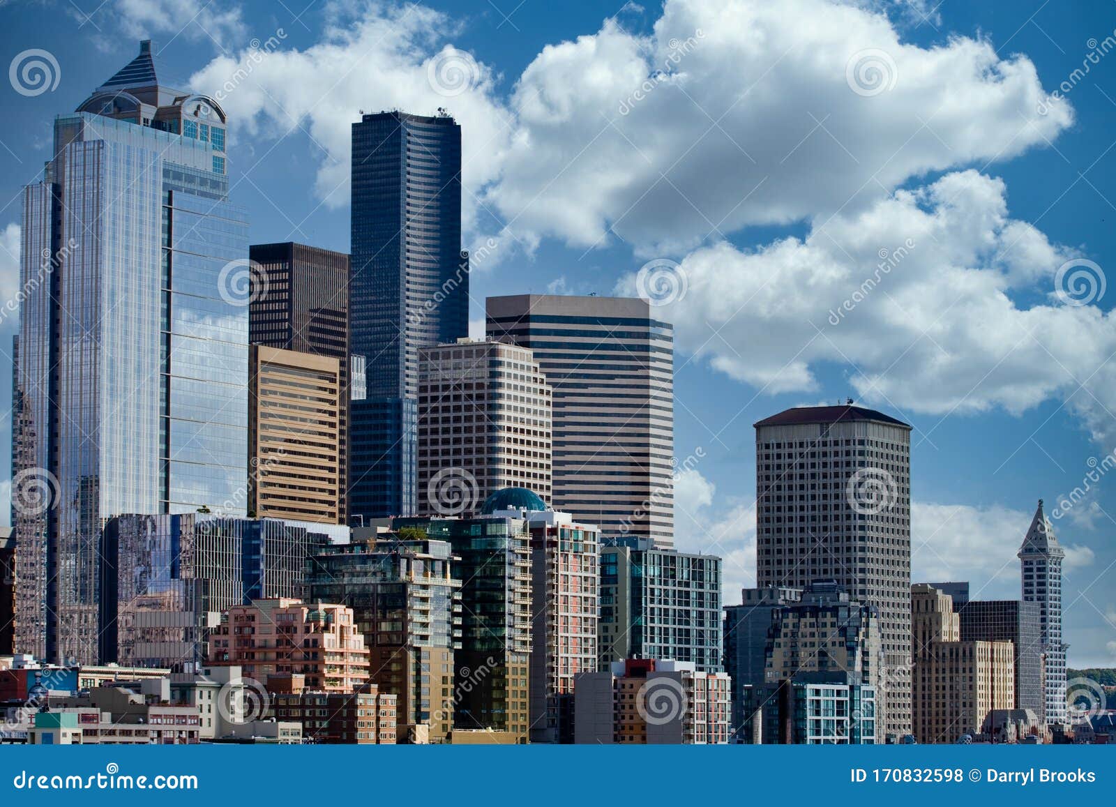 Sunny Seattle Skyline stock photo. Image of modern, detail - 170832598