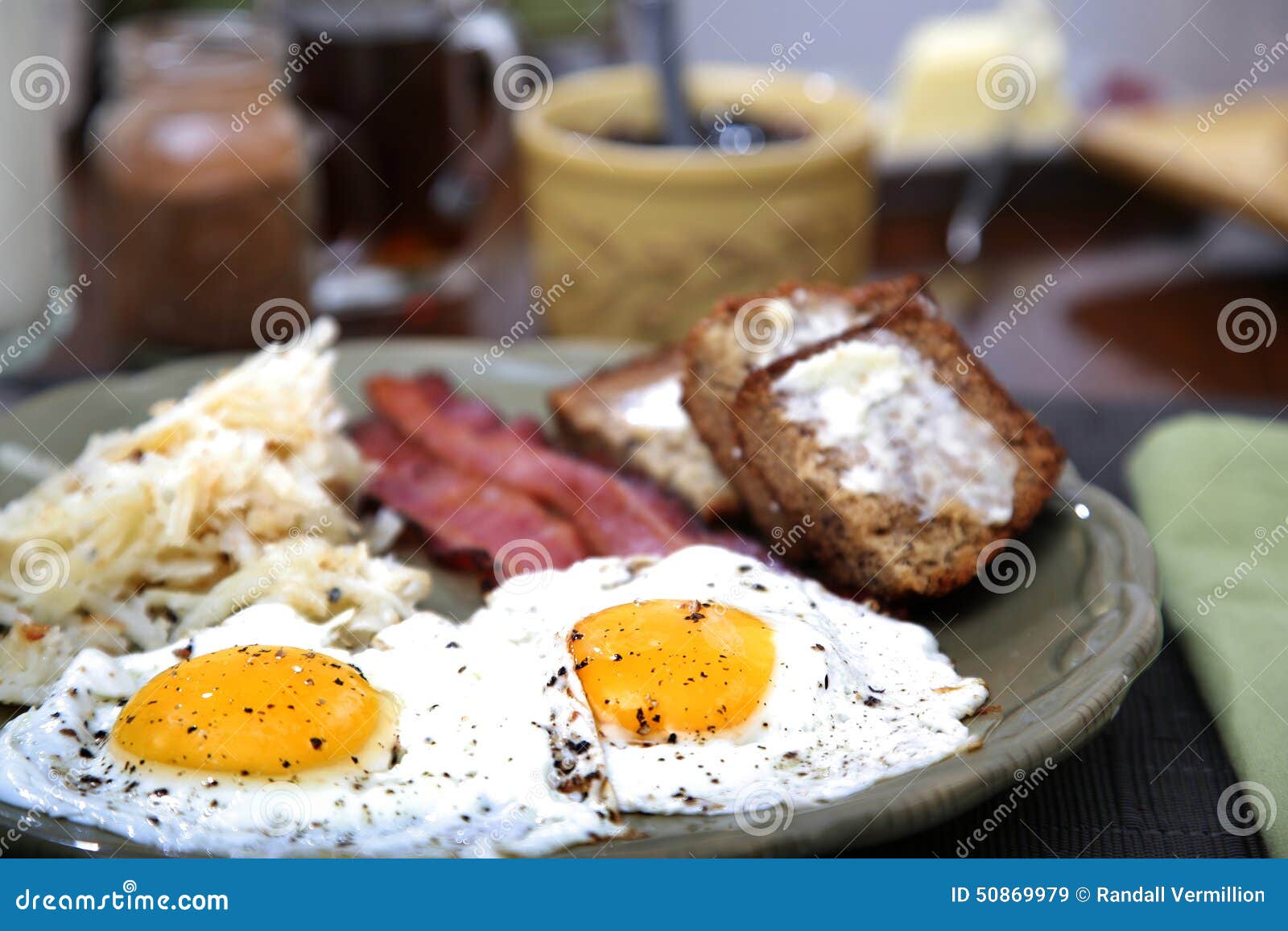 Sunny Side Up Egg Breakfast Stock Image - Image of setting, bacon: 50869979