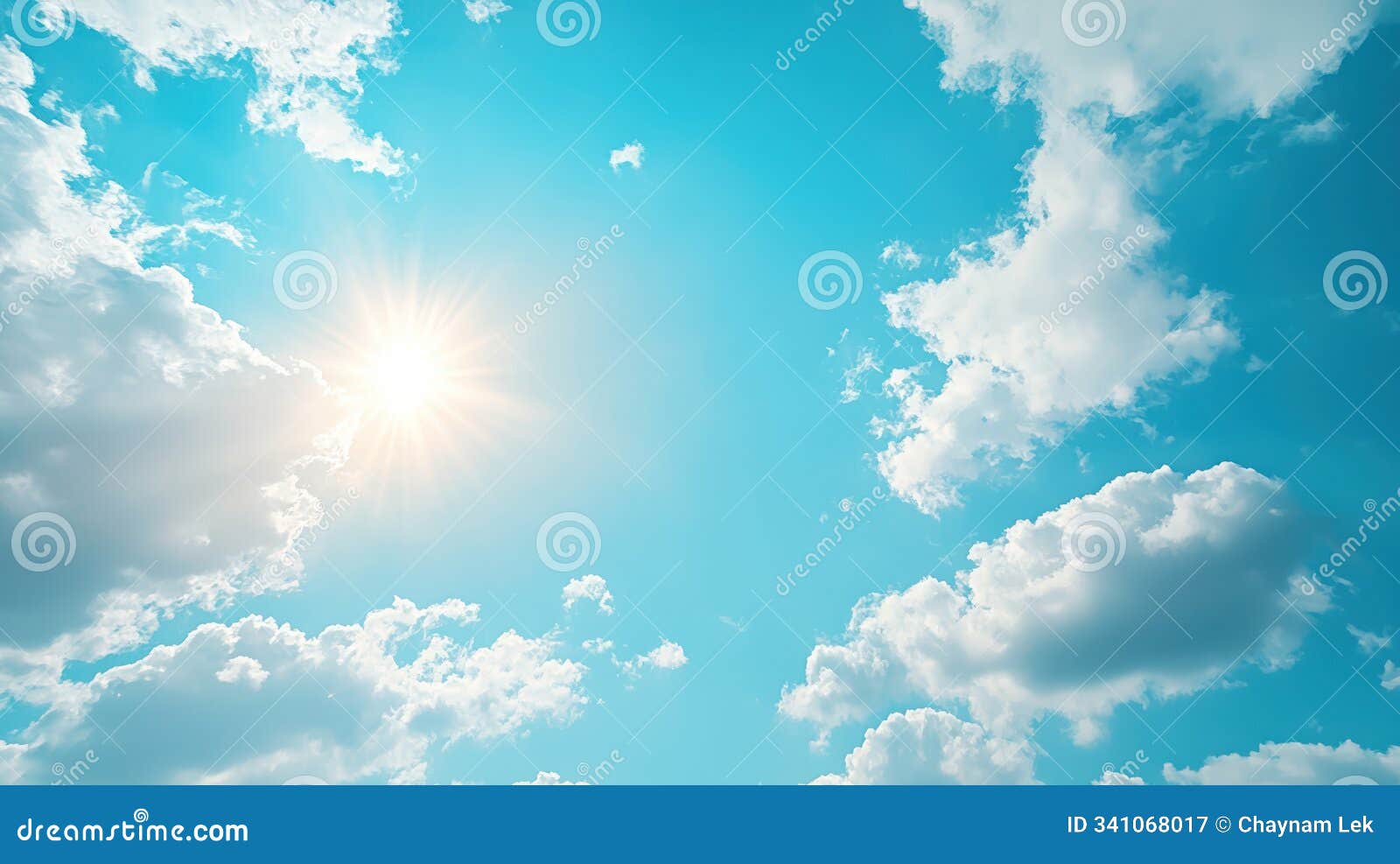 Sunny Sky with Radiant Sun Rays, Isolated on White Stock Illustration ...
