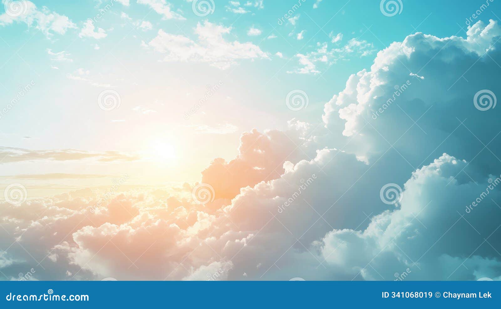 Sunny Sky with Radiant Sun Rays, Isolated on White Stock Illustration ...