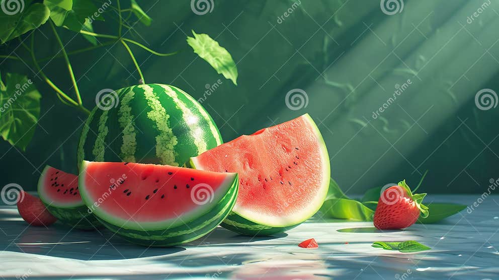 Sunny Slice of Watermelon Happiness. Stock Illustration - Illustration ...